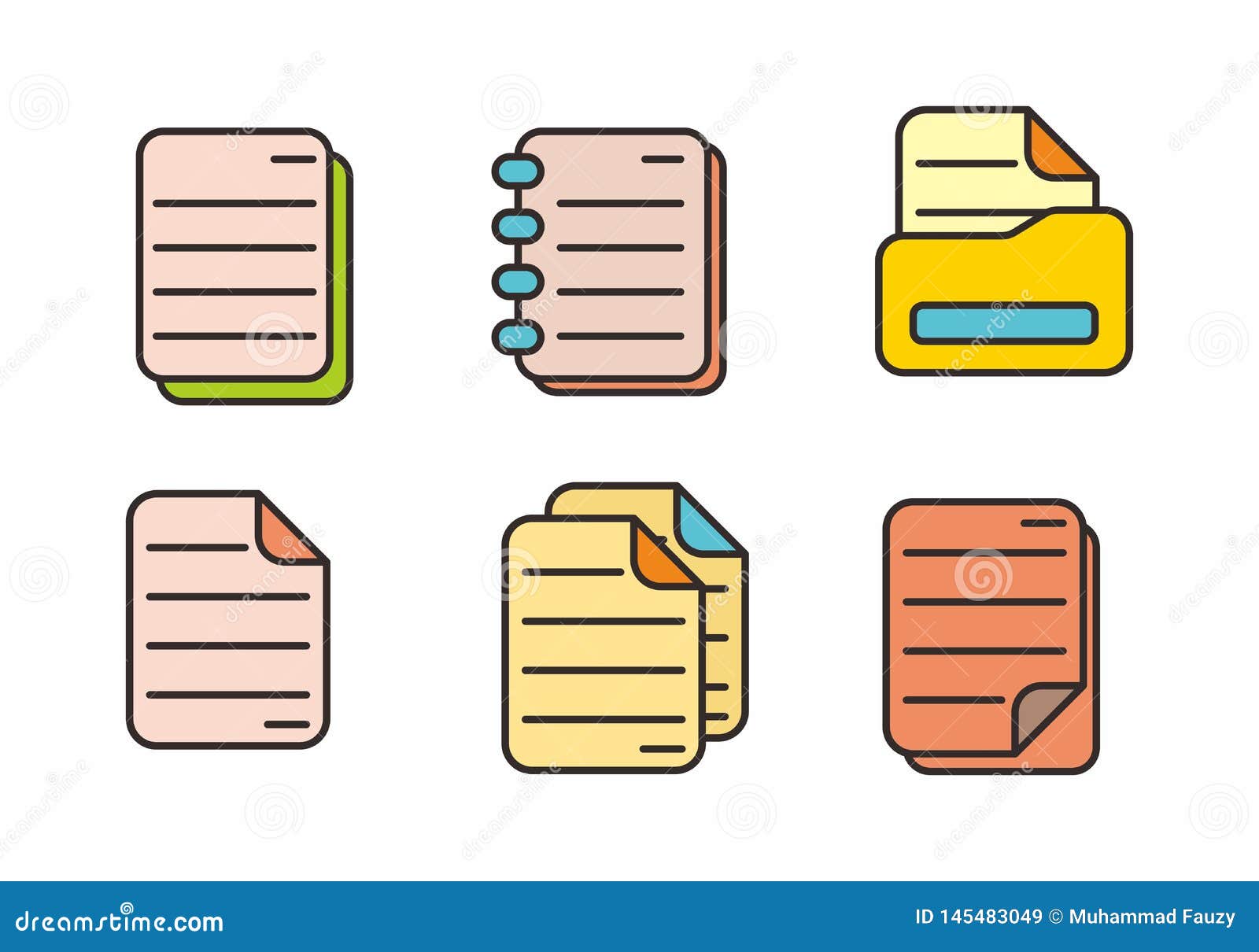 Set of Document Icon with Outline Style. Document Vector Illustration ...