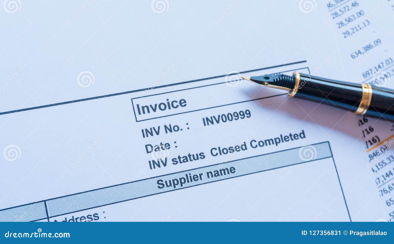 Business Document Invoice Paper Keep in the Folder Stock Image - Image ...