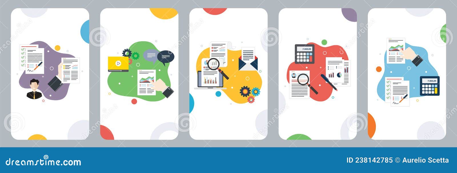 Business, Document, Management and Analysis Icons Stock Vector ...