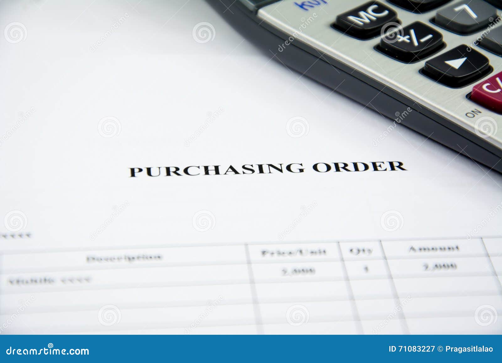 Business Document Purchasing Order Waiting To Sign on White Background ...