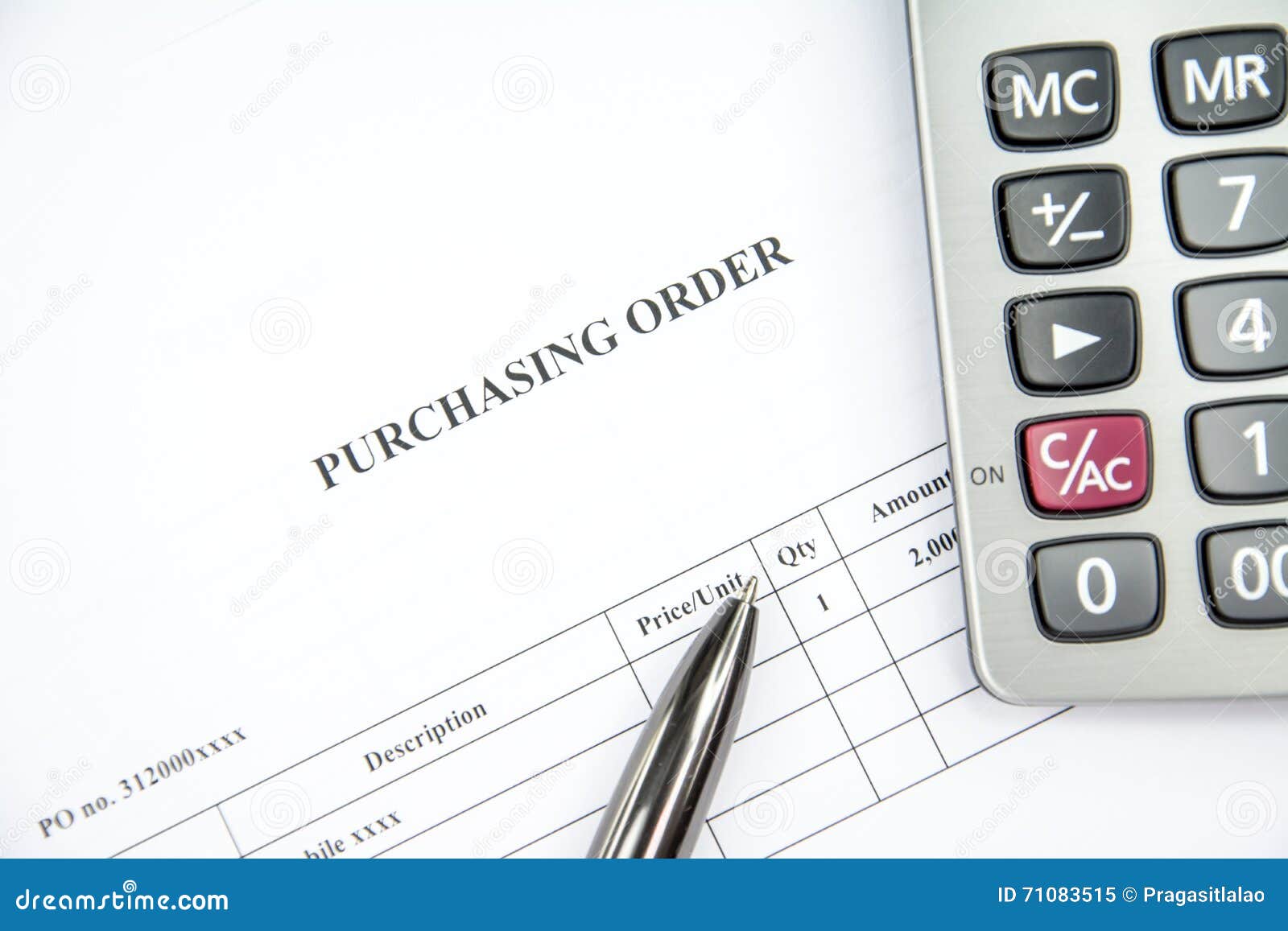 Business Document Purchasing Order Waiting To Sign on White Background ...