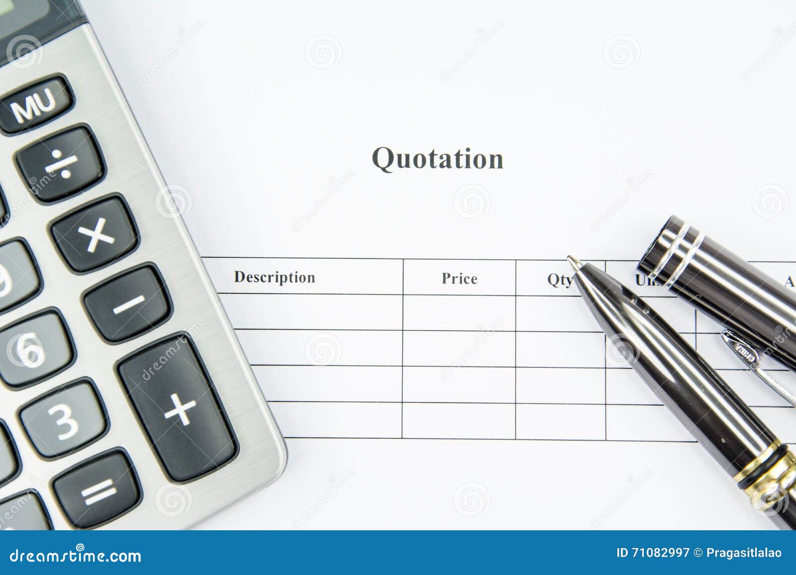 Business Document Quotation Waiting To Sign on White Background Stock ...