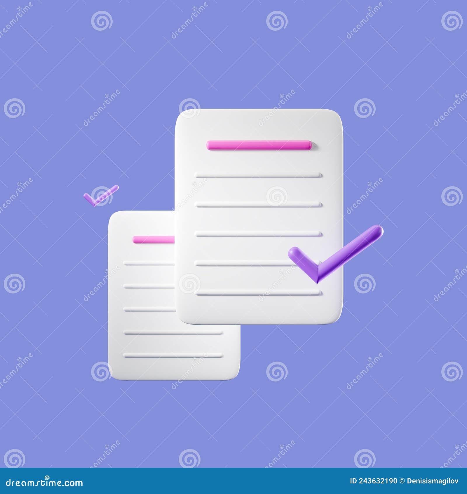 Business Documents with Checklist and Ticks Stock Illustration ...