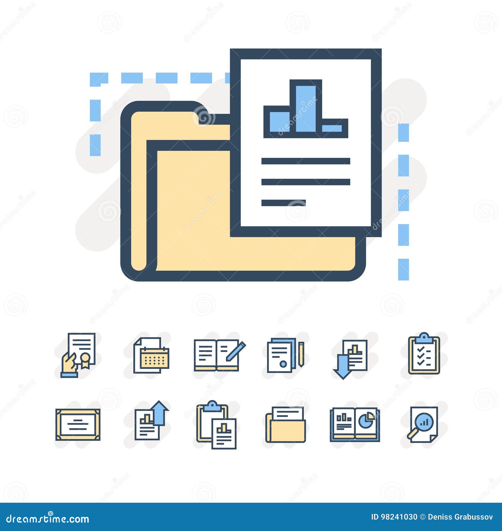 Business documents icons stock vector. Illustration of analytics - 98241030