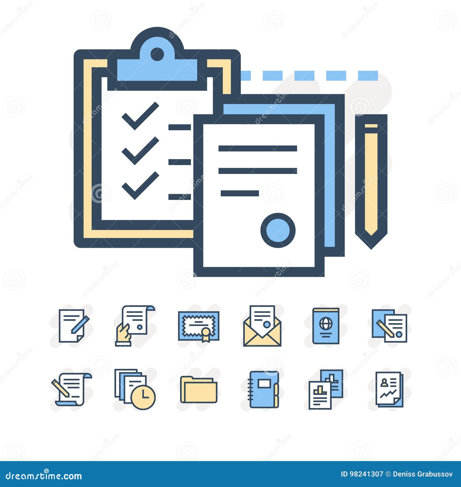 Business documents icons stock vector. Illustration of graph - 98241307