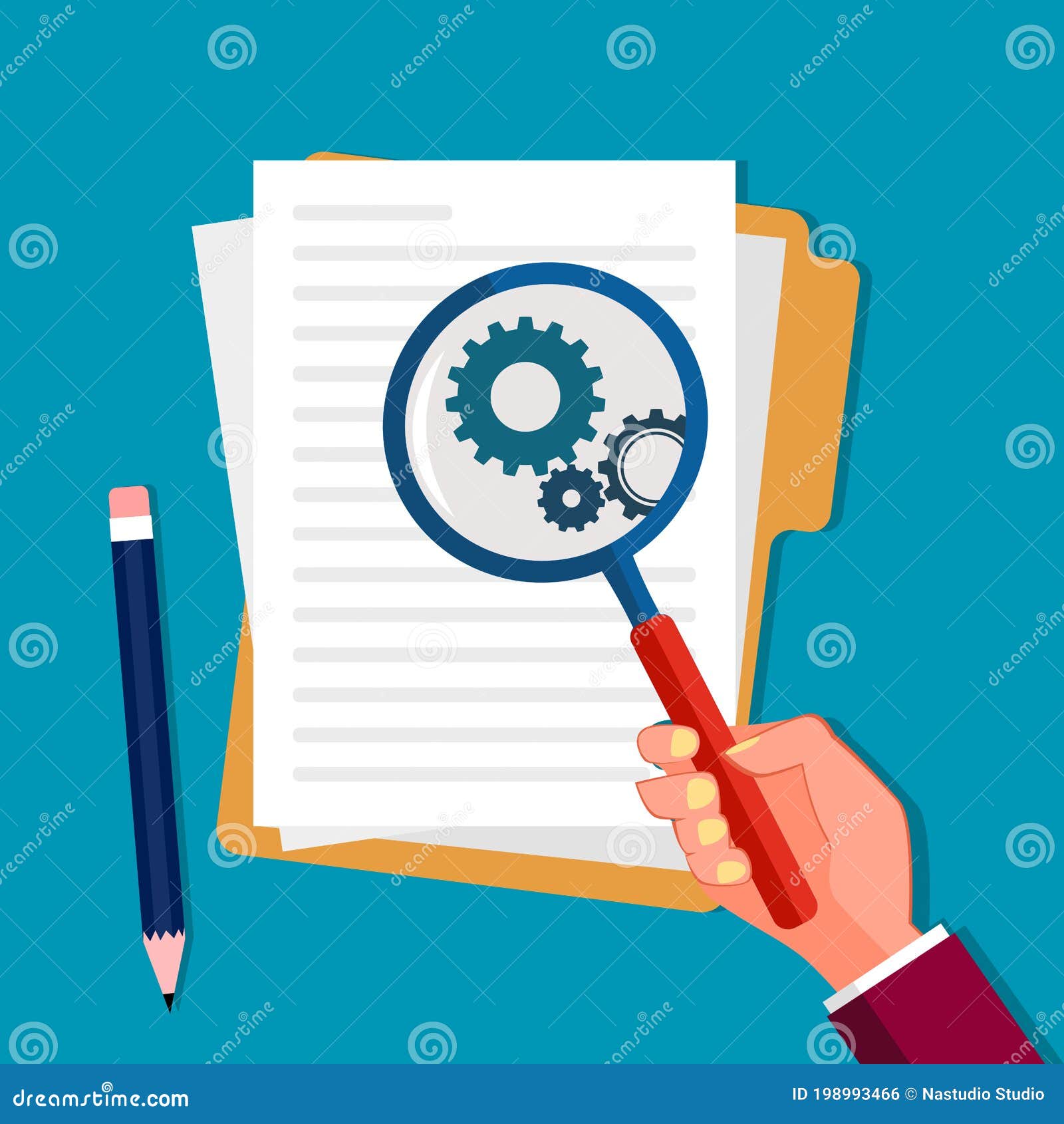 Business Documents and Magnifying Glass. Business Document Analysis and ...