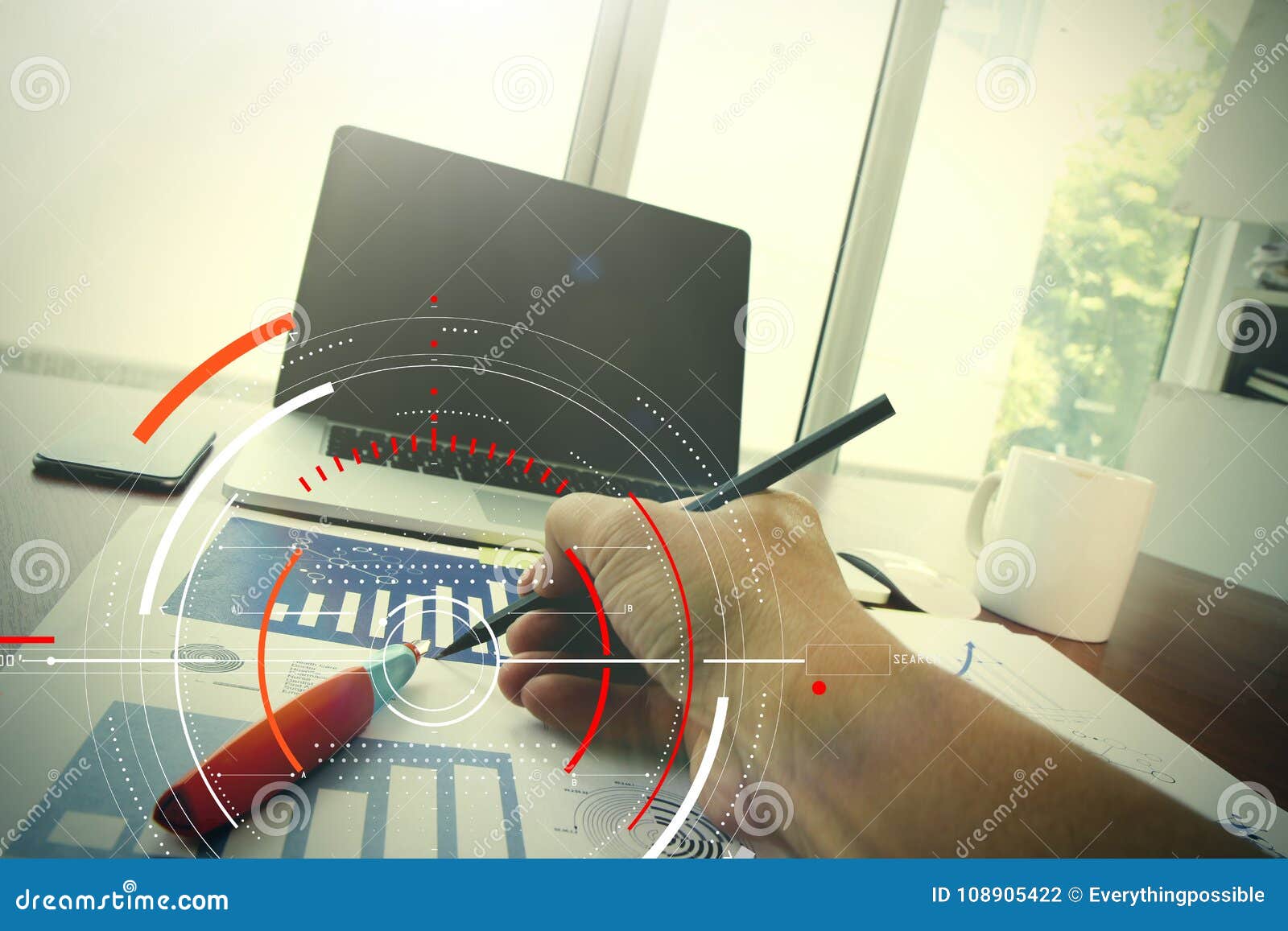 Business Documents on Office Table with Smart Phone and Digital Stock ...