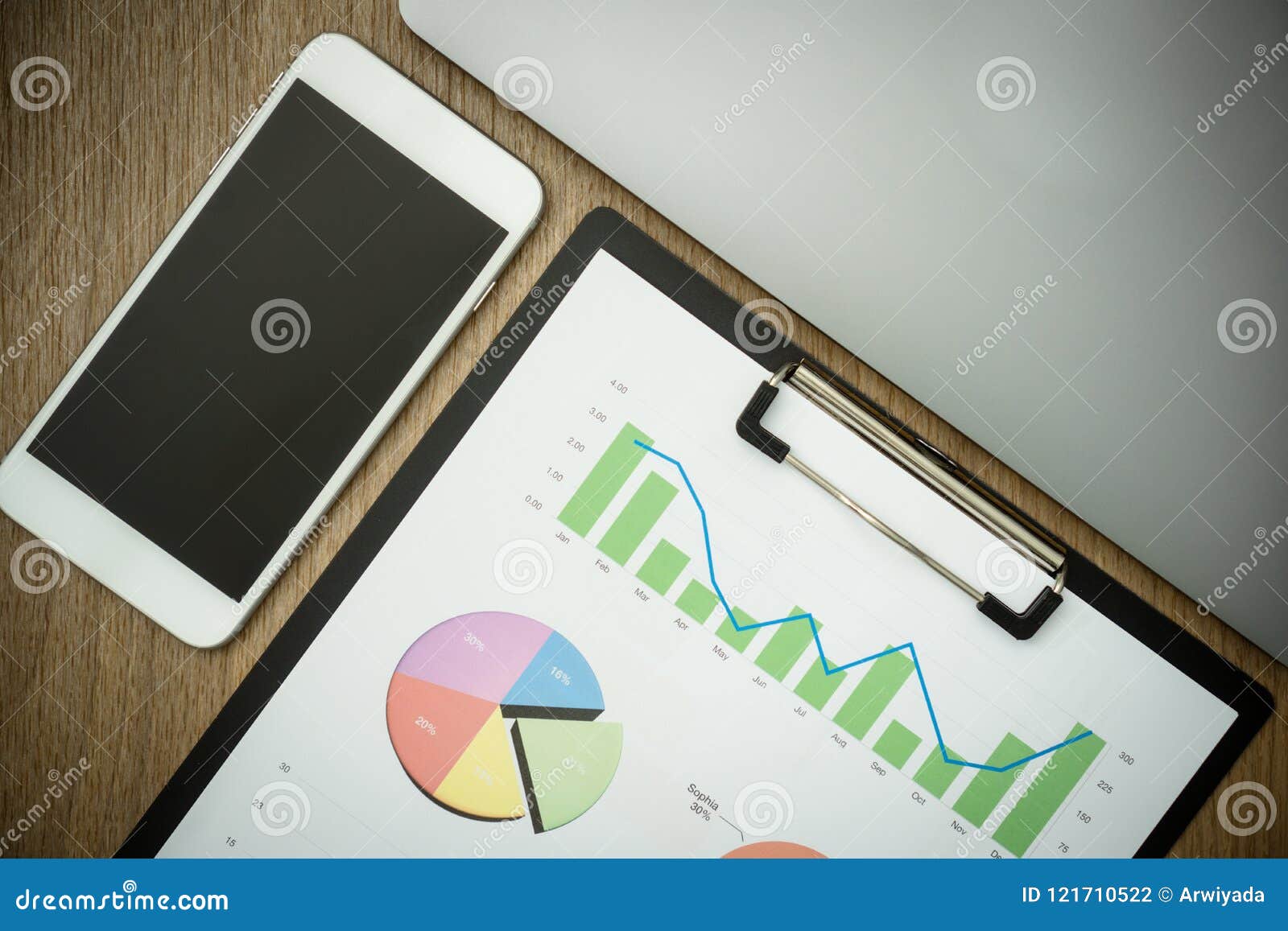 Business Documents on Office Table with Smart Phone and Digital Stock ...
