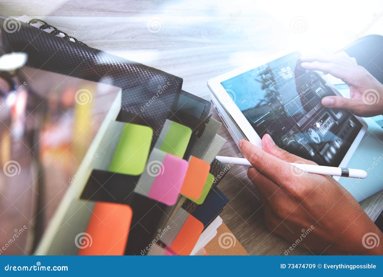 Business Documents on Office Table with Smart Phone and Digital Stock ...