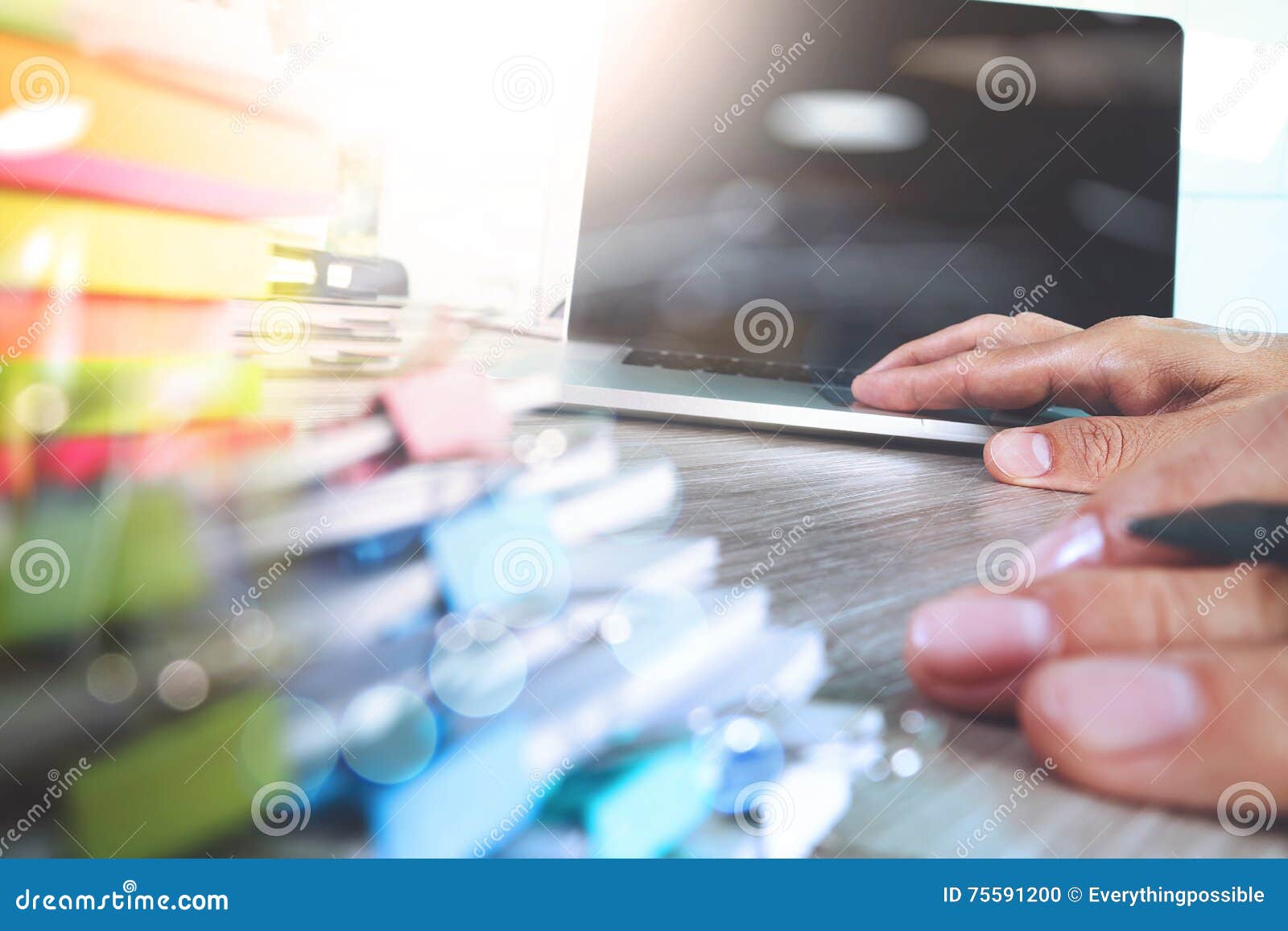 Business Documents on Office Table with Smart Phone and Digital Stock ...