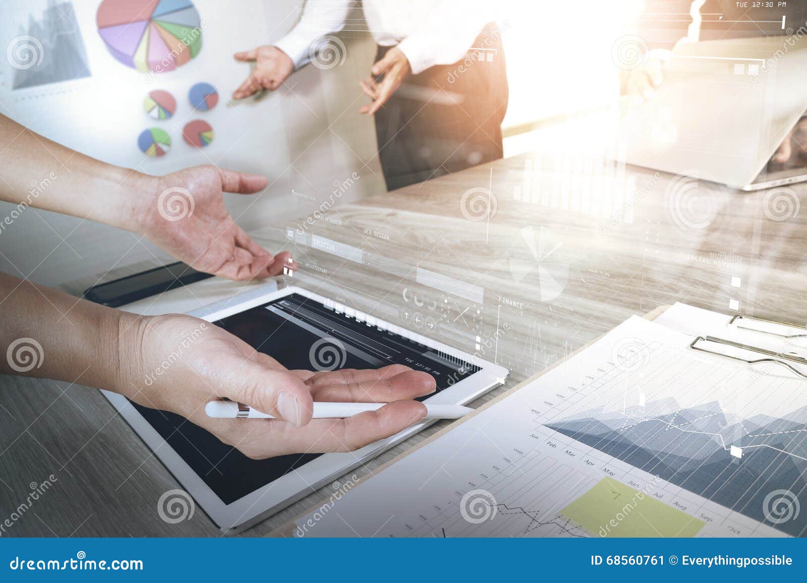 Business Documents on Office Table with Smart Phone and Laptop C Stock ...