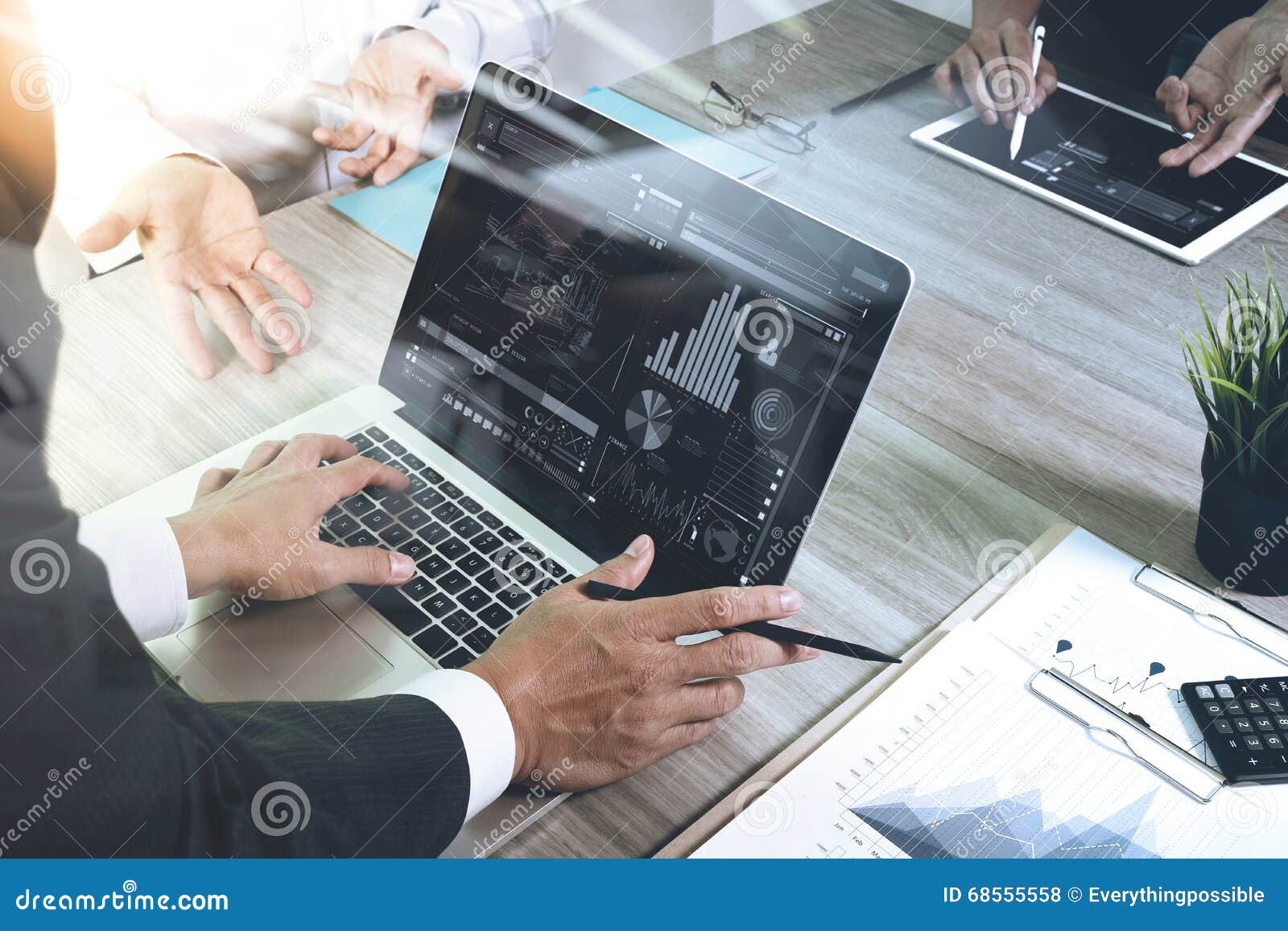 Business Documents on Office Table with Smart Phone and Laptop C Stock ...