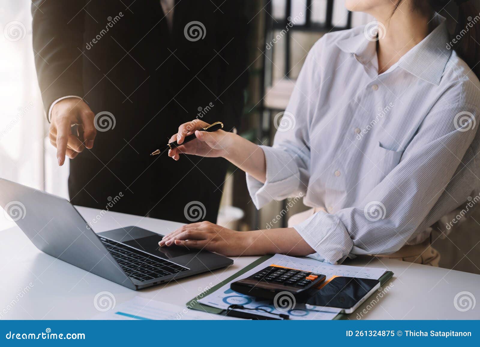 Business Documents on Office Table with Tablet and Laptop Computer and ...