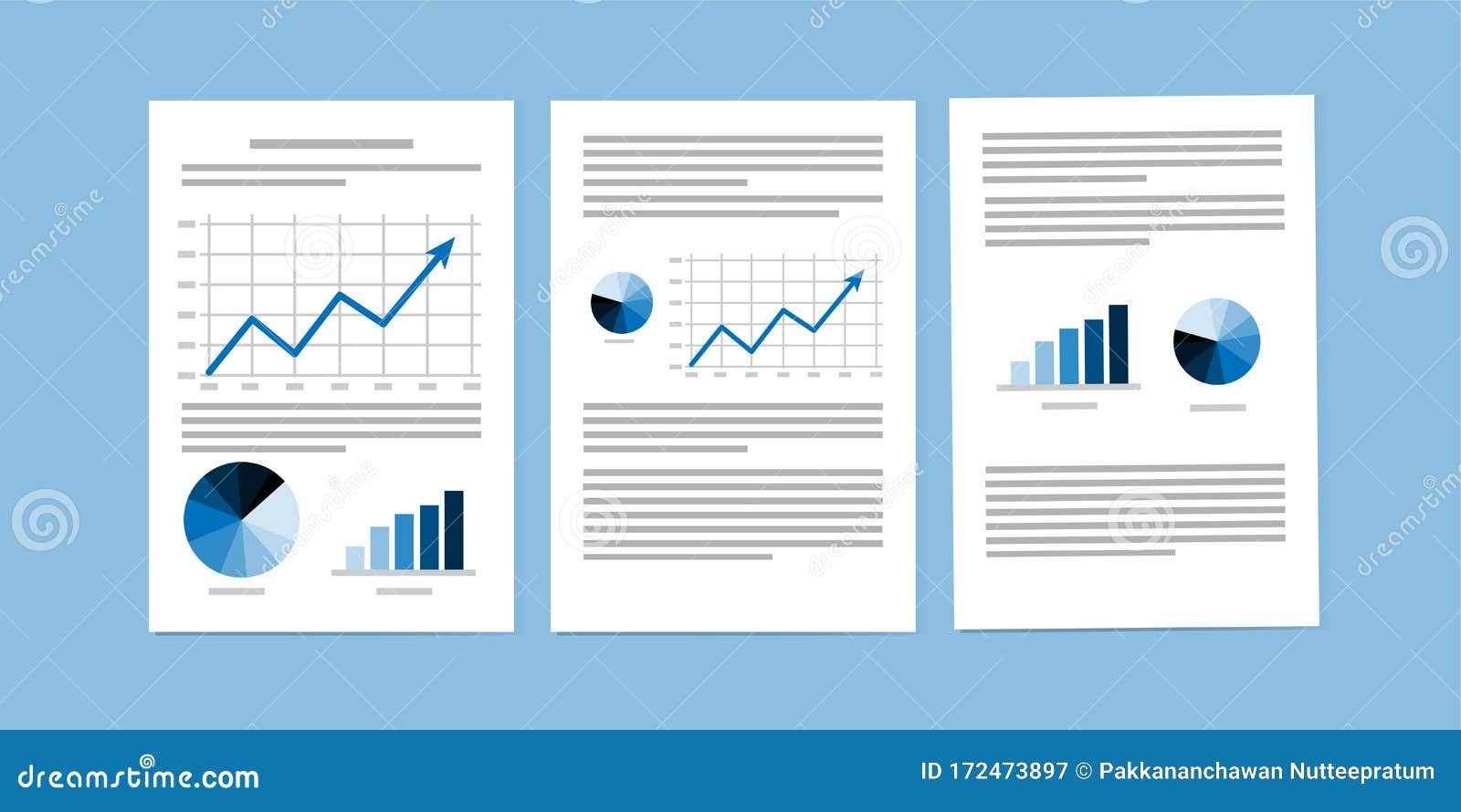 Business Documents, Paperwork or Business Reports on Blue Background ...