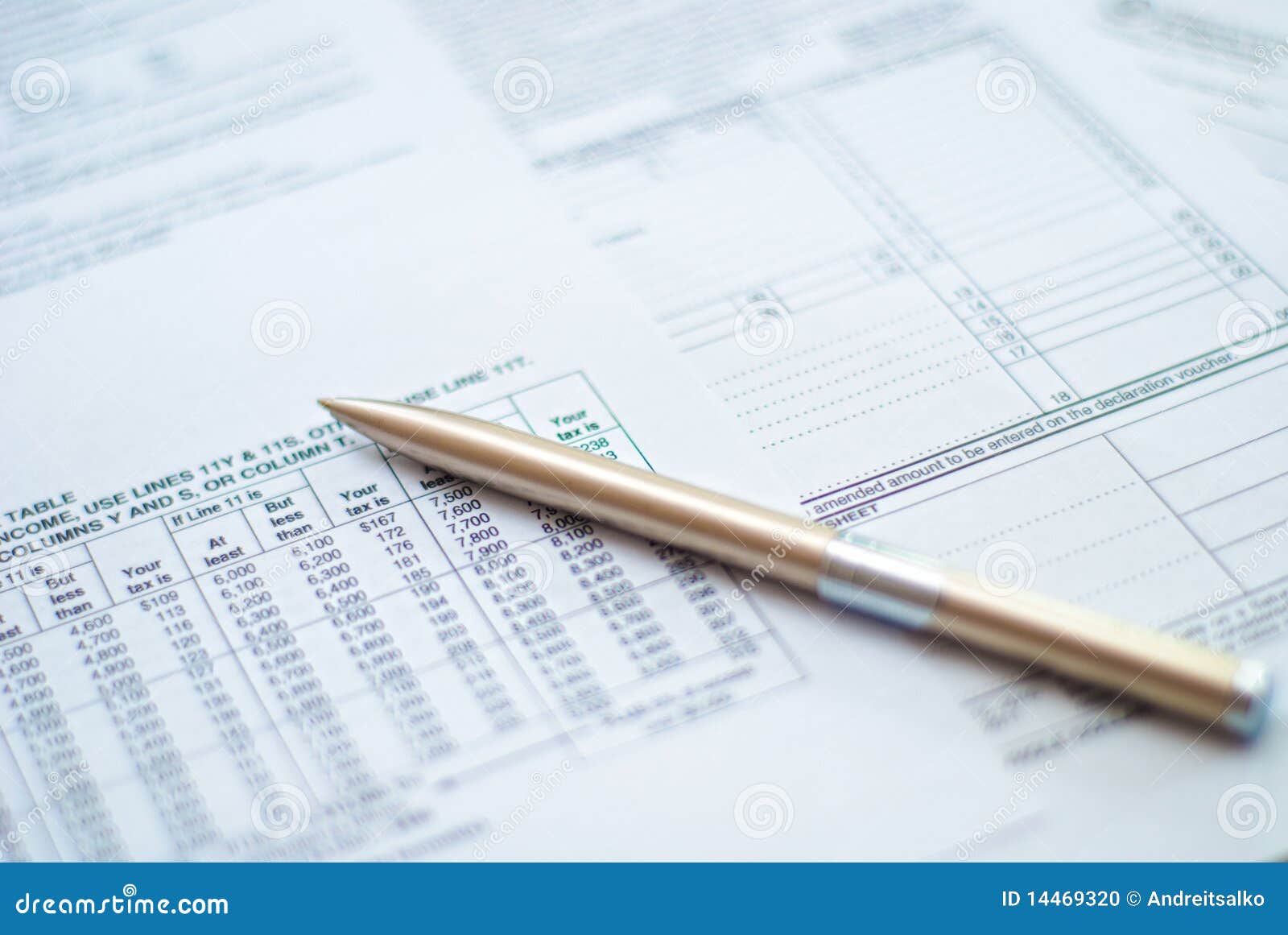 Business Documents with Pen on a Table. Stock Photo - Image of document ...
