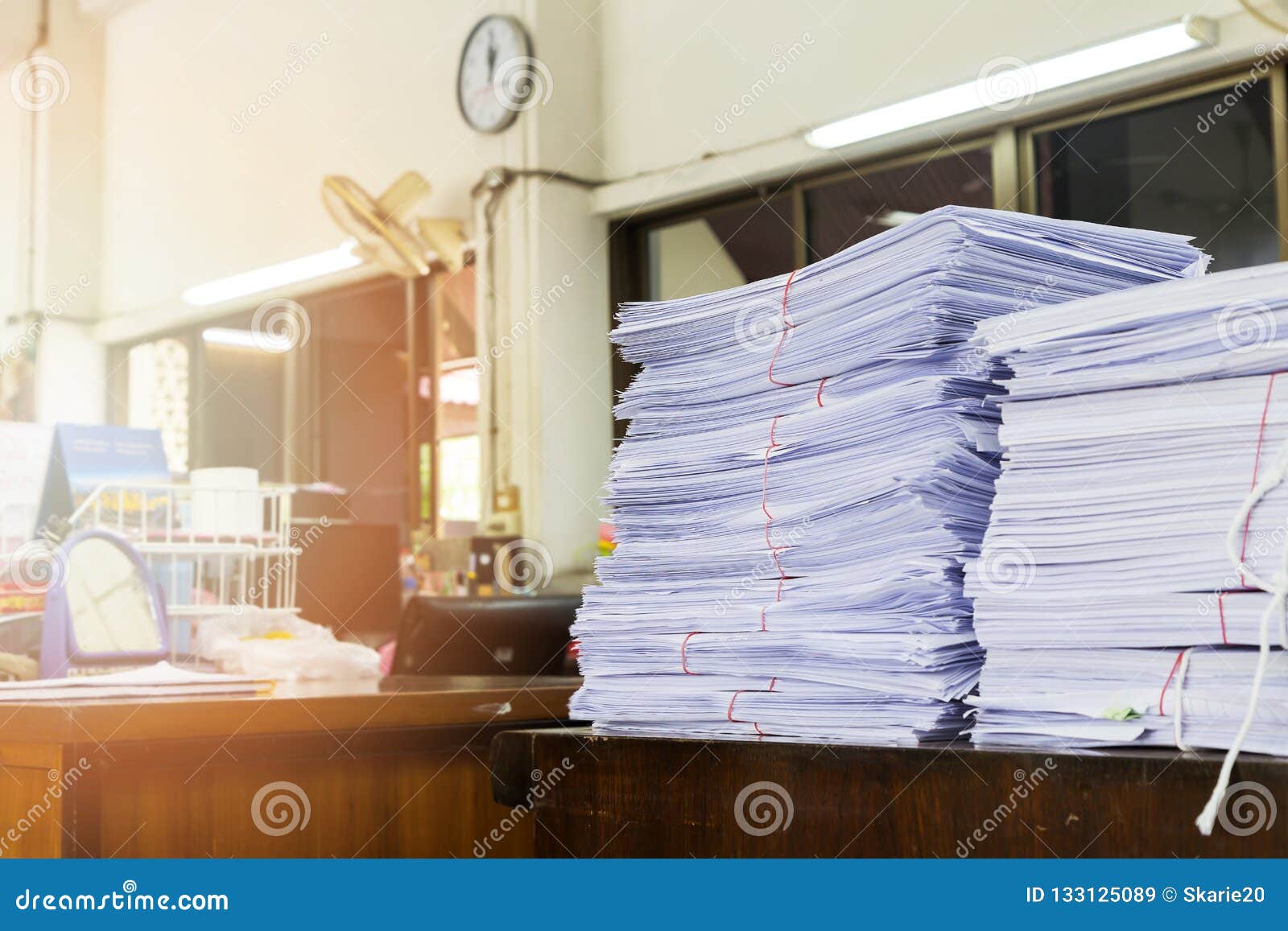 Business Documents Stack on Desk Stock Image - Image of office, report ...