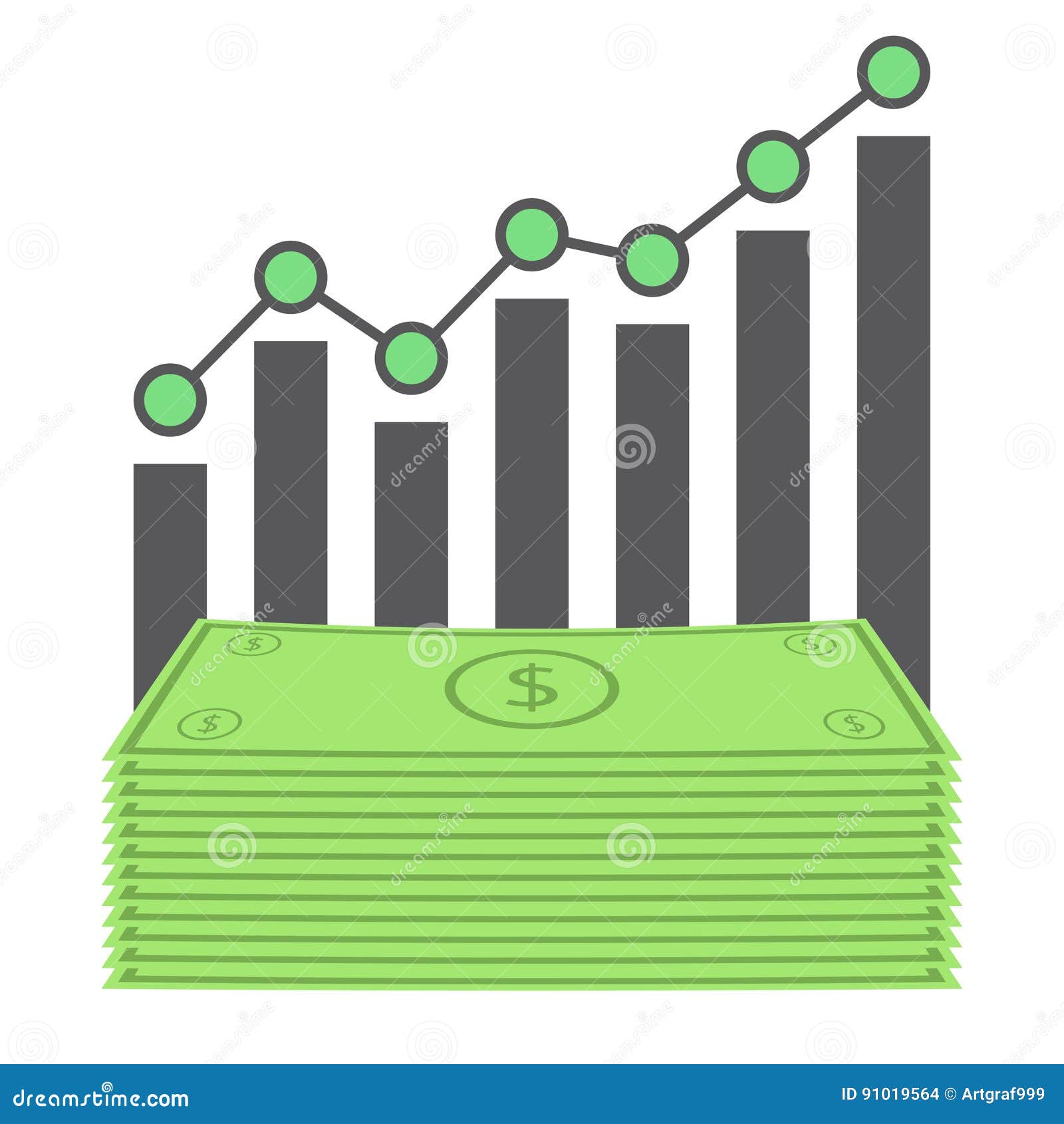 Business dollar graph stock illustration. Illustration of bills - 91019564