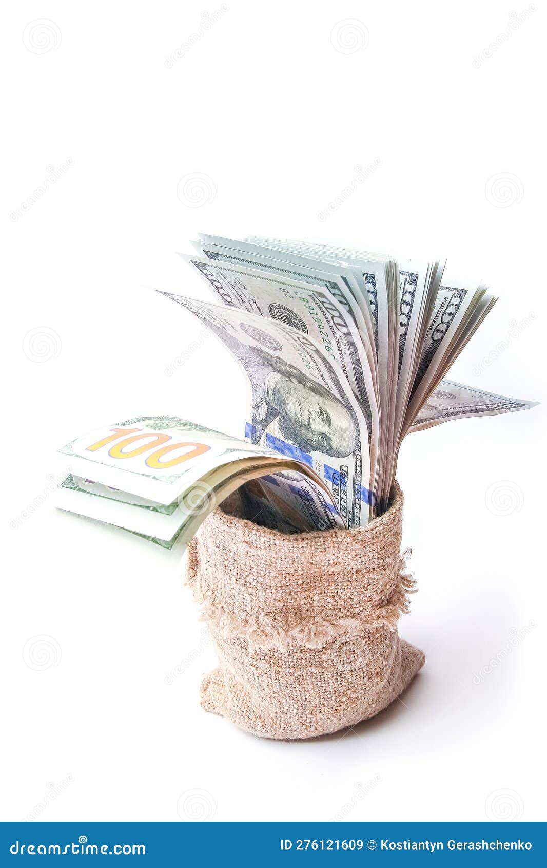 Business Dollar Money in a Bag on a White Background Stock Image ...