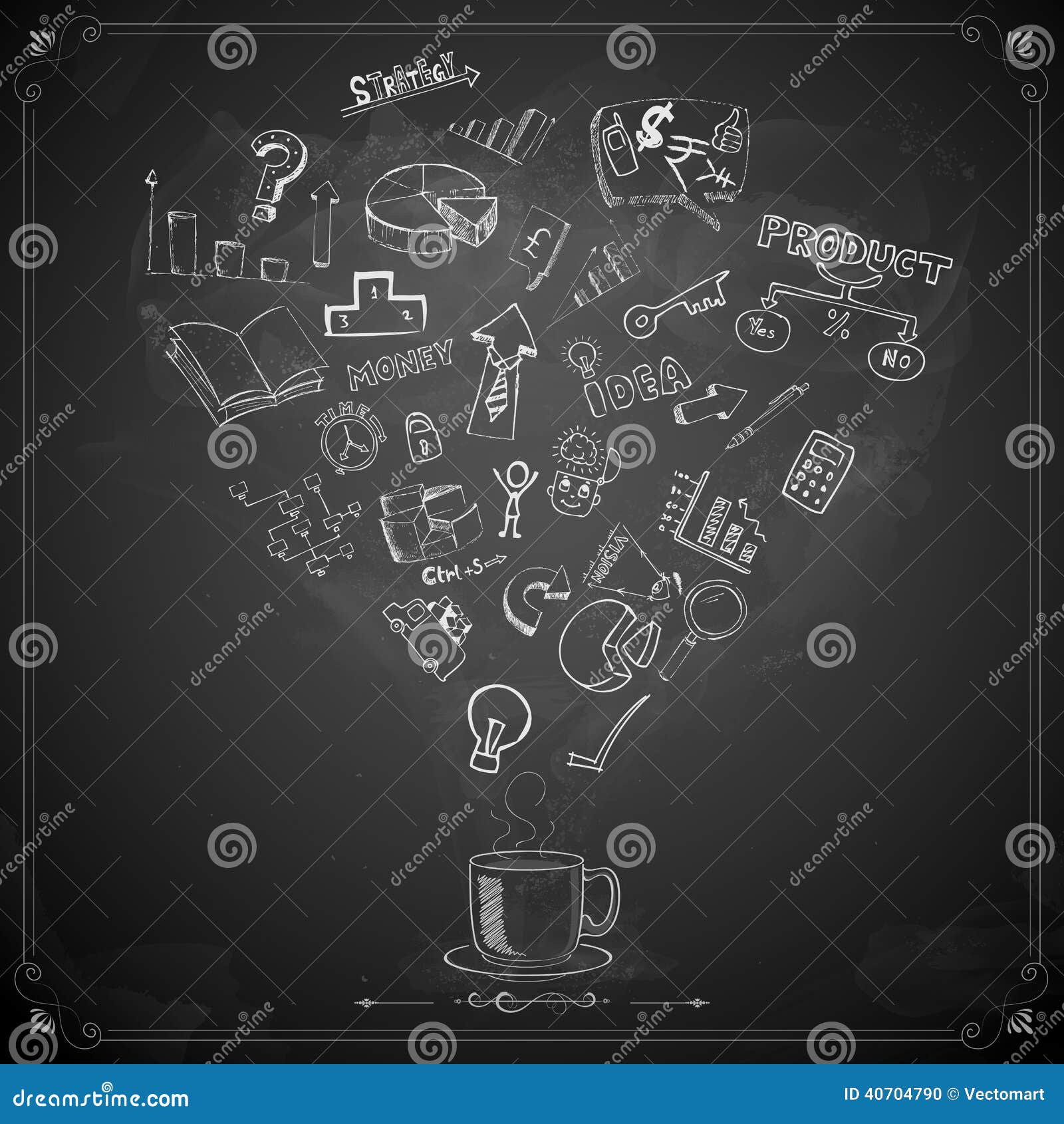 Business Doodle on Chalkboard Stock Vector - Illustration of gain ...