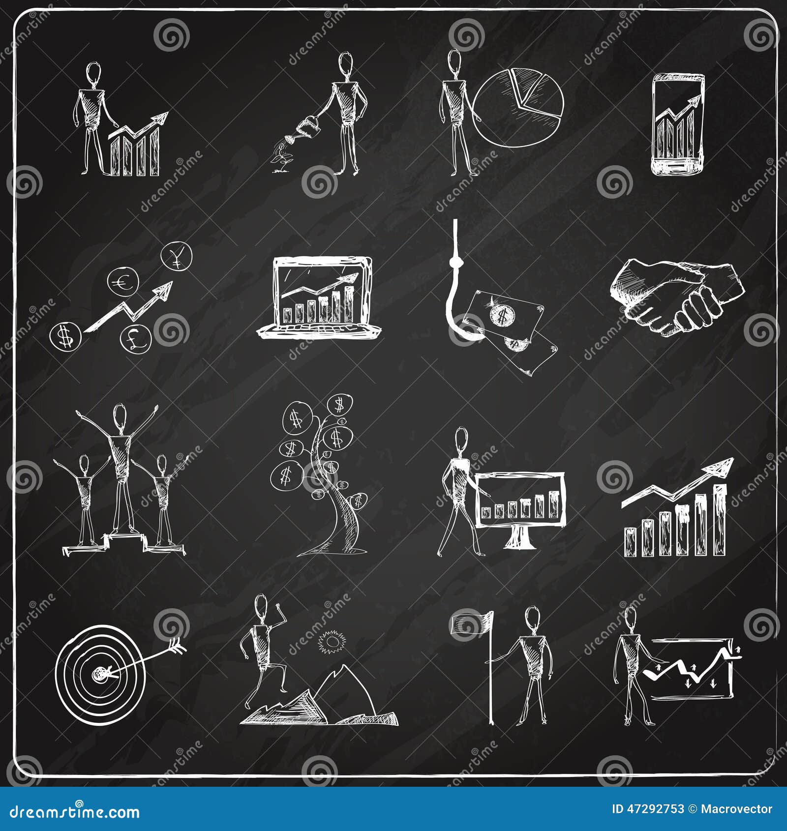 Business doodle chalkboard stock vector. Illustration of management ...