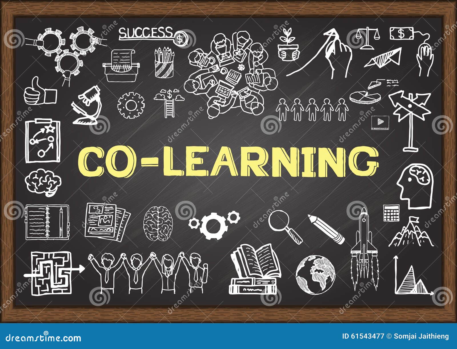 Business Doodle about Co Learning on Chalkboard. Stock Vector ...
