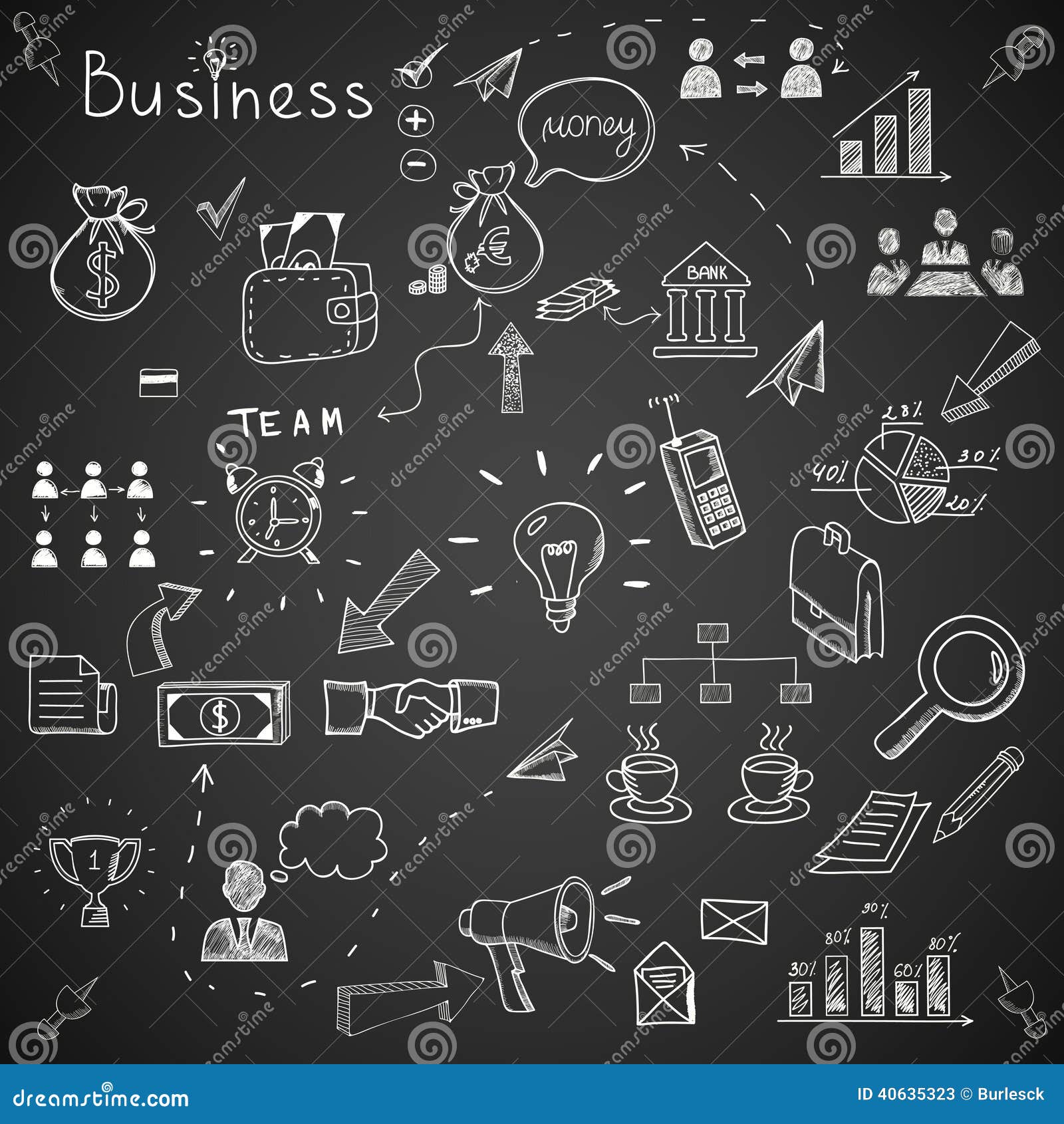Business Doodles Sketch Set : Infographics Elements Isolated, Cartoon ...