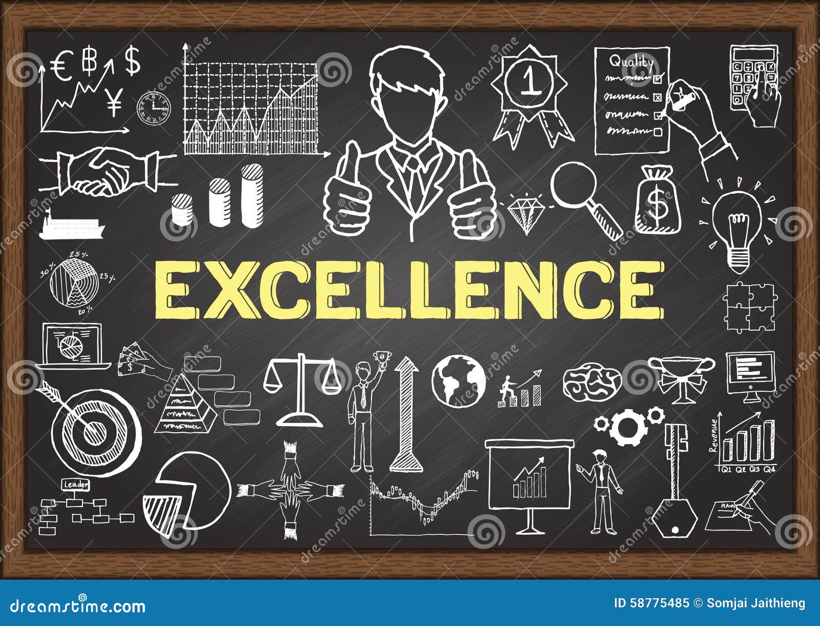 Business Doodles about Excellence on Chalkboard. Stock Vector ...