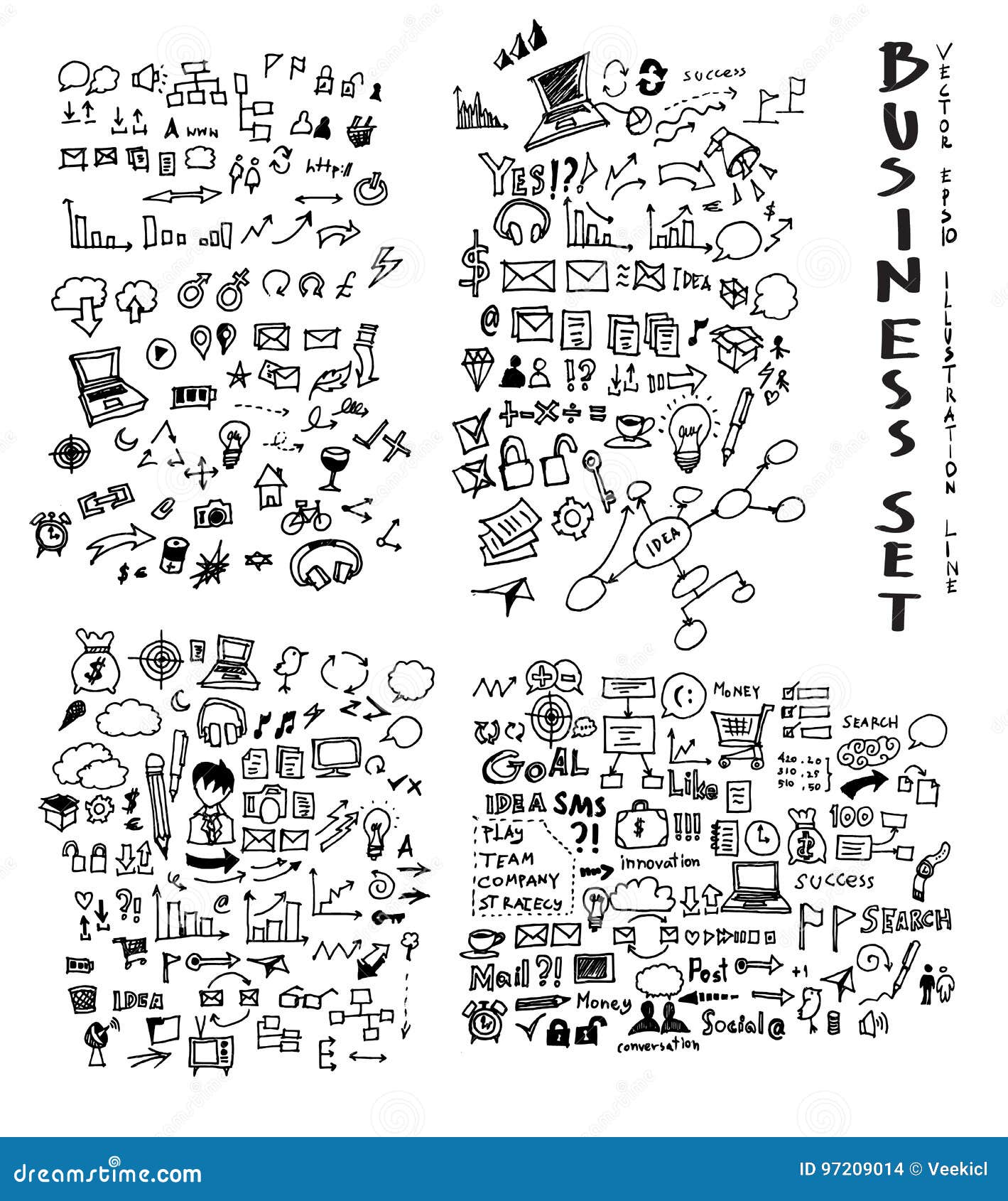 Business Doodles Sketch Ink Eps10 Stock Illustration - Illustration of ...