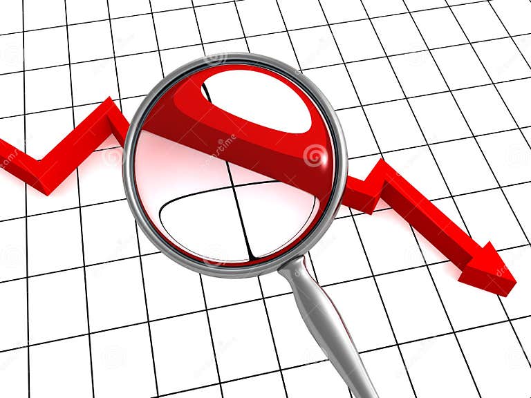 Business Down Chart Graph with Magnifier Stock Illustration ...