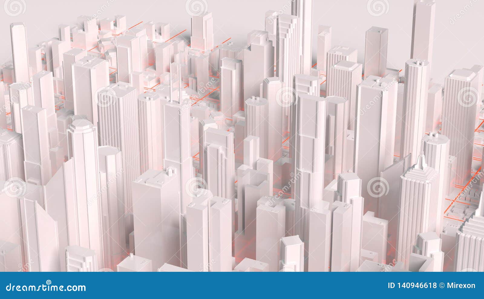 Business Downtown and Skyscrapers Tower. 3d Rendering Stock ...