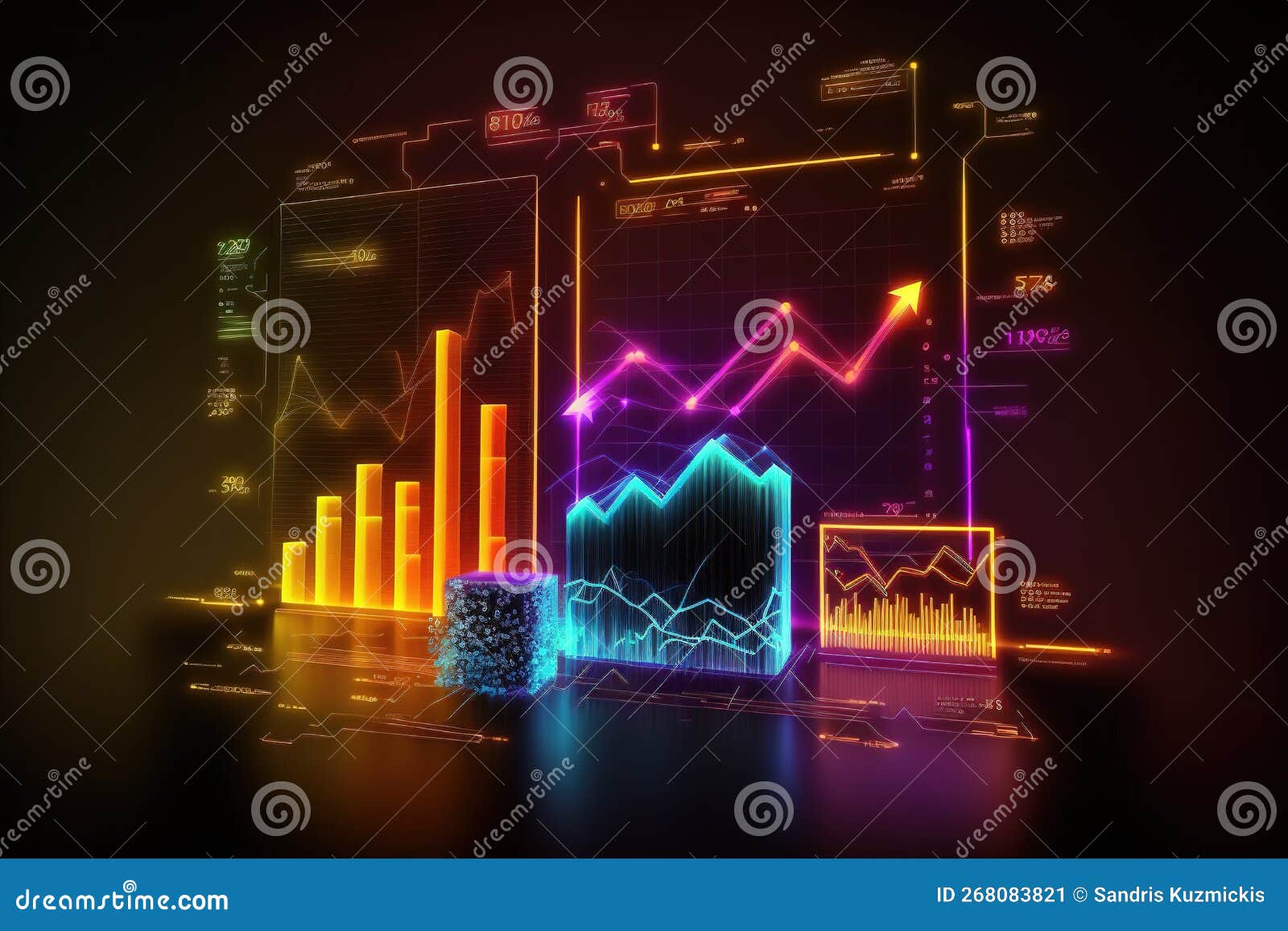 Business Economic Charts with Light Effects. Generative AI Stock ...