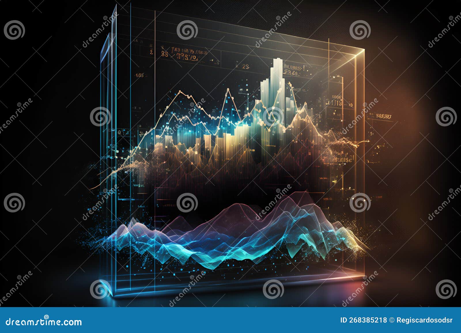 Business Economic Charts with Light Effects, Neon. Abstract Neon ...