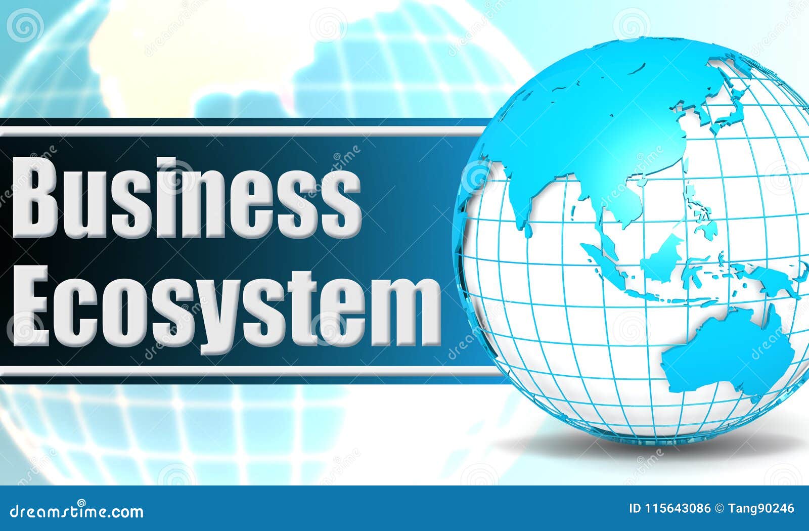 Business Ecosystem with Sphere Globe Stock Illustration - Illustration ...