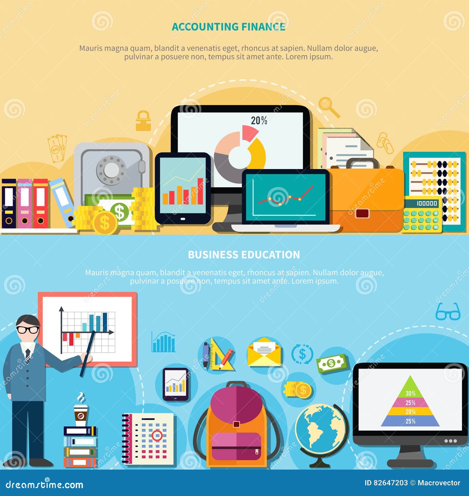 Business Education and Accounting Finance Banners Stock Vector ...