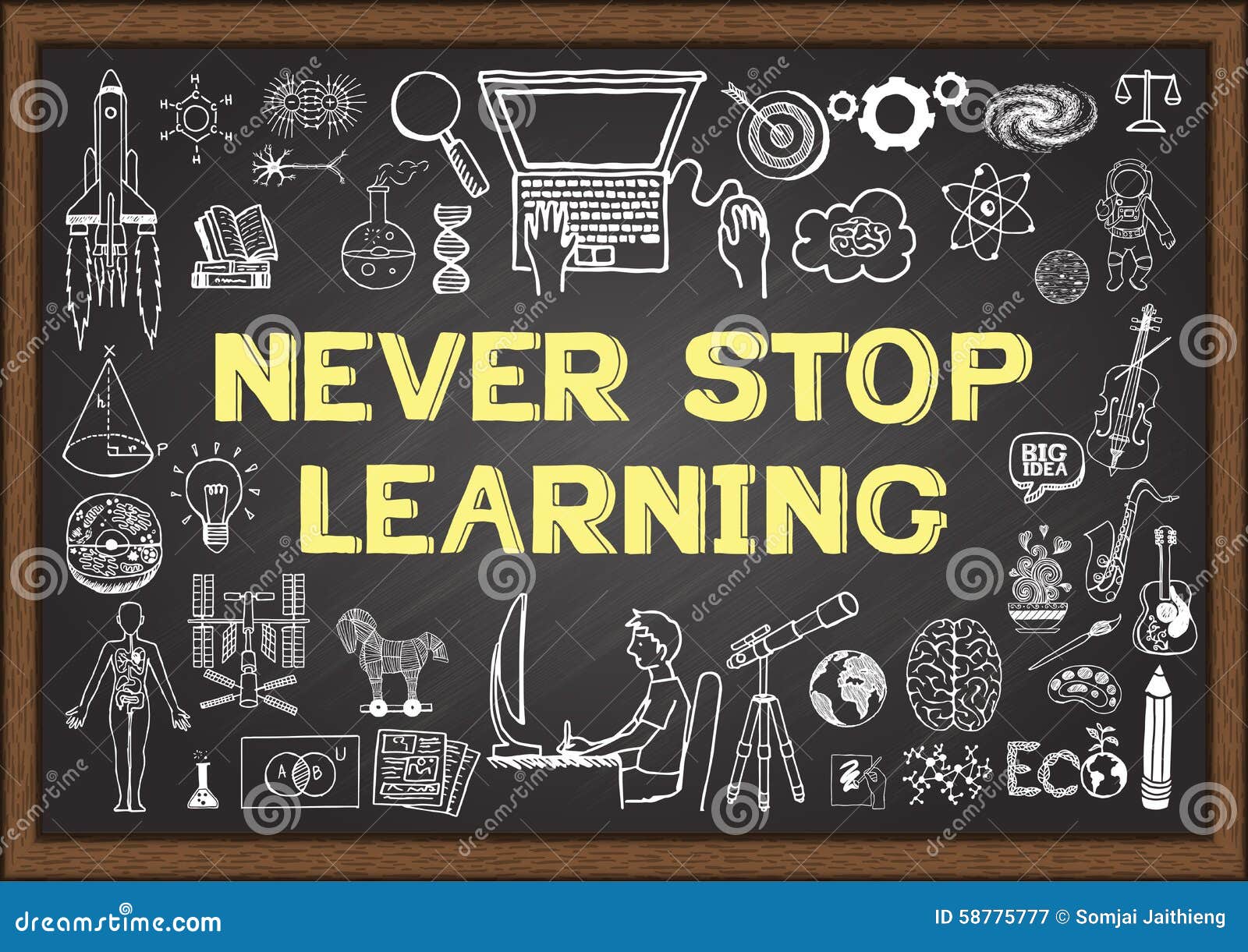 Business and Education Doodles with the Concept of NEVER STOP LEARNING ...