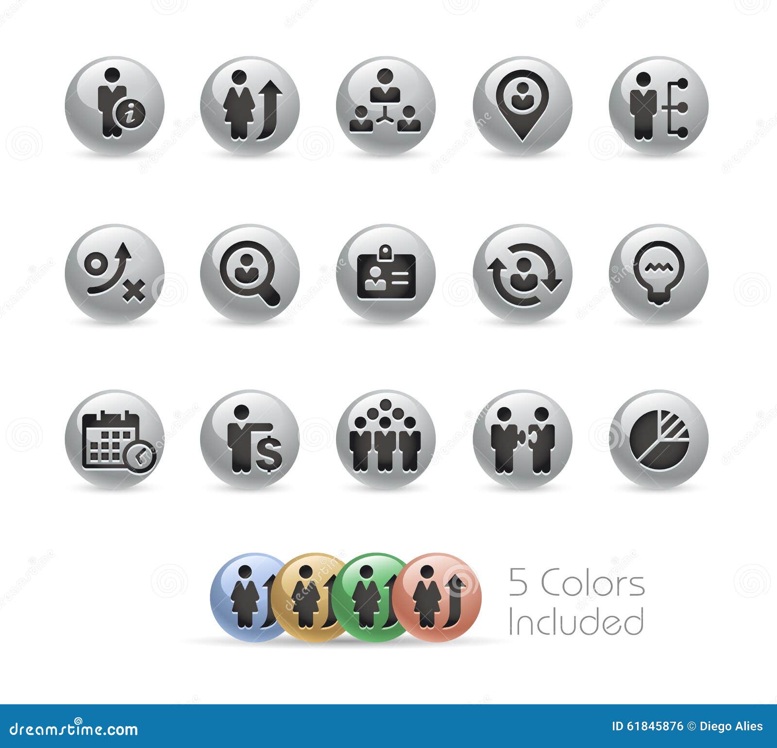 Business Efficiency Icons -- Metal Round Series Stock Vector ...