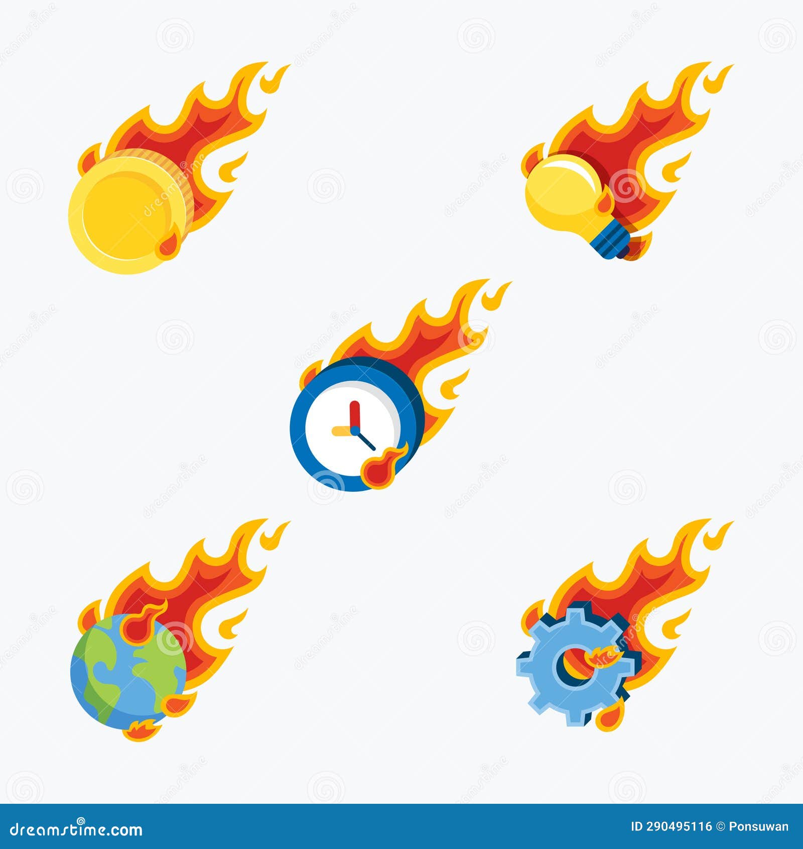 Business Elements Hot Fire Icons Set Design Vector, Creative Symbol ...