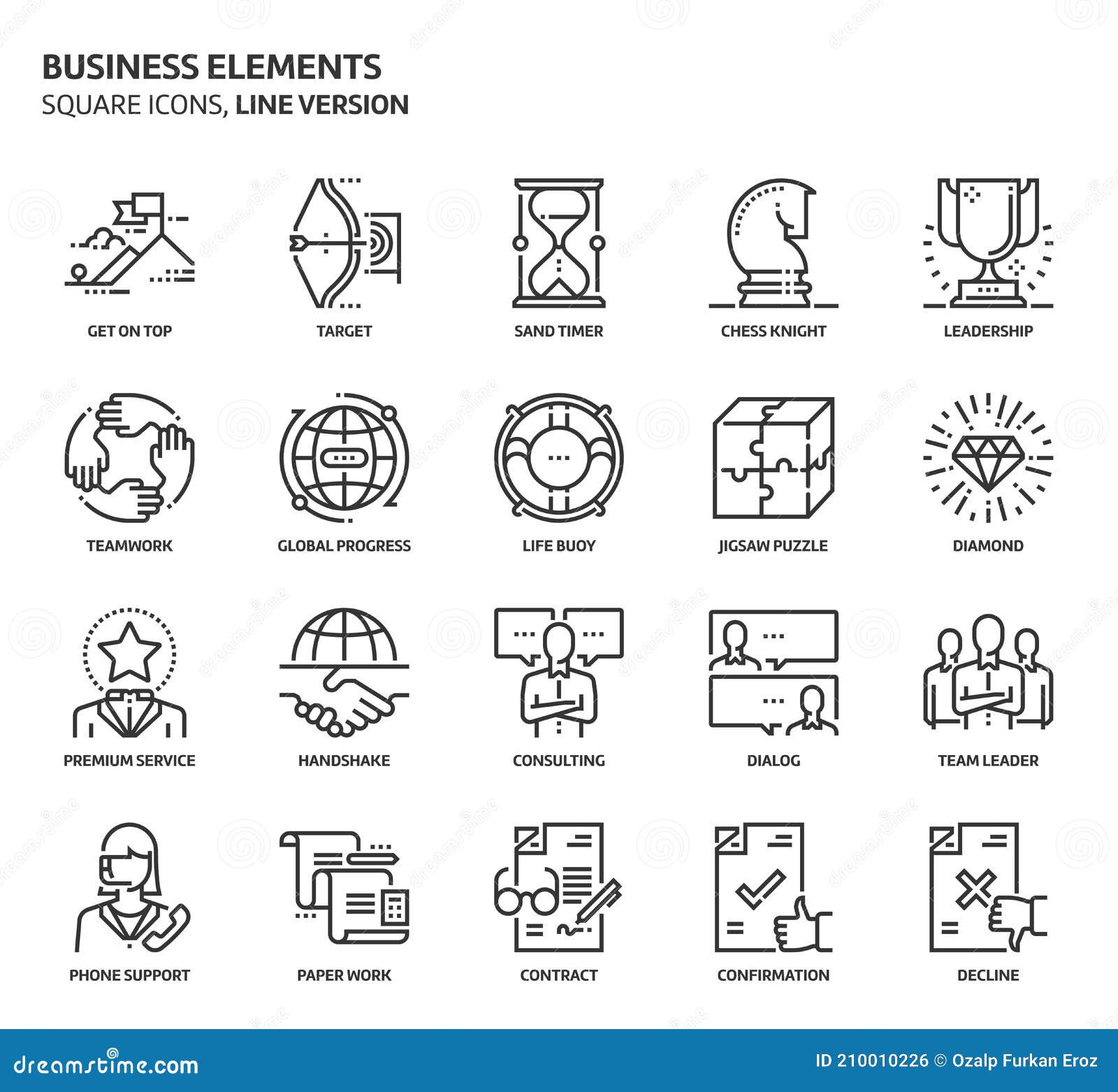 Business Elements, Square Icon Set Stock Vector - Illustration of help ...