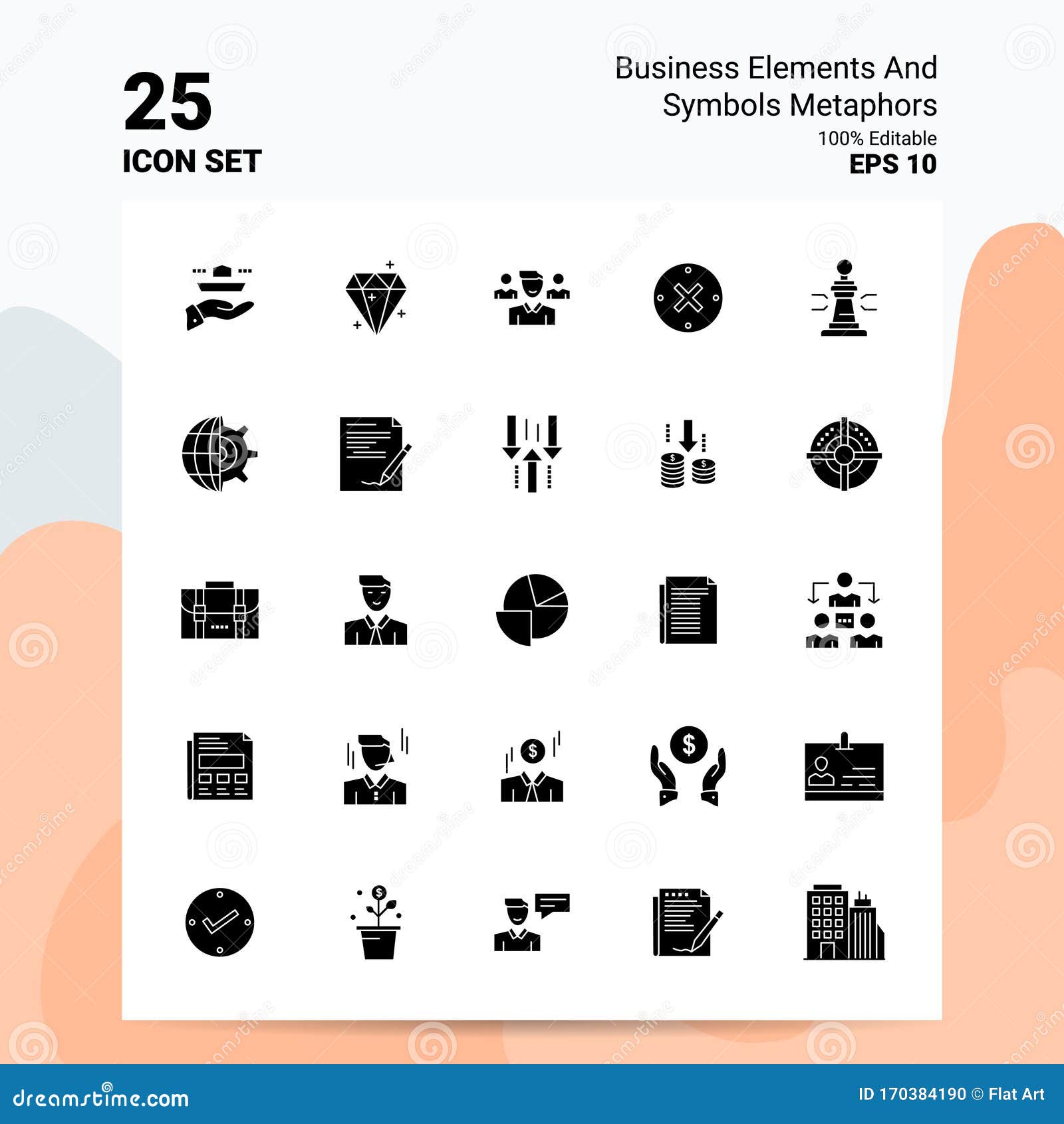 25 Business Elements and Symbols Metaphors Icon Set. 100 Editable EPS ...