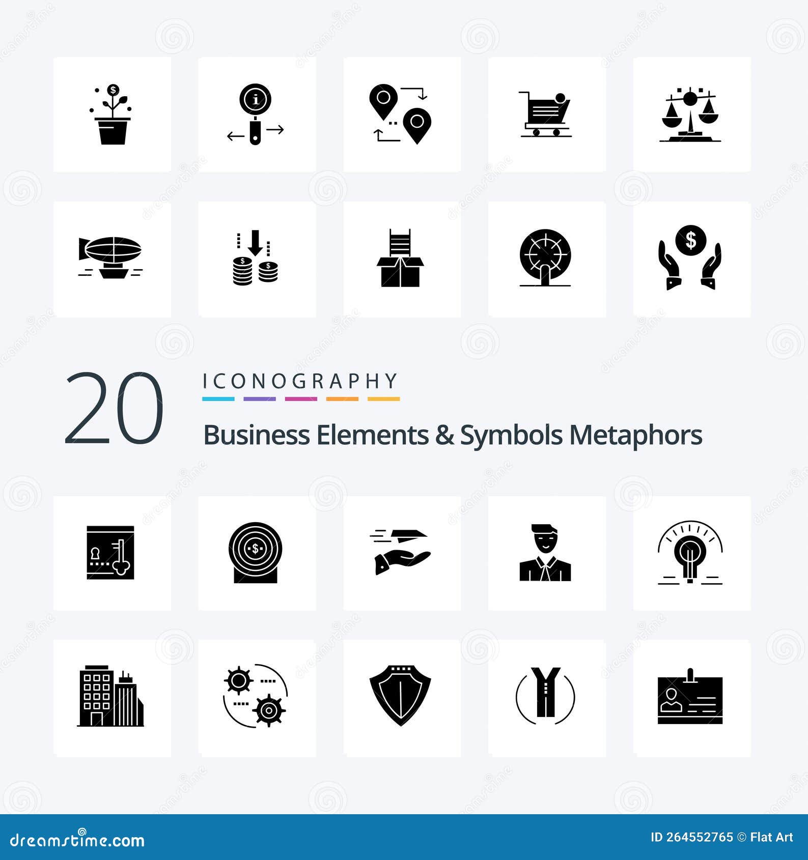 20 Business Elements and Symbols Metaphors Solid Glyph Icon Pack Like ...