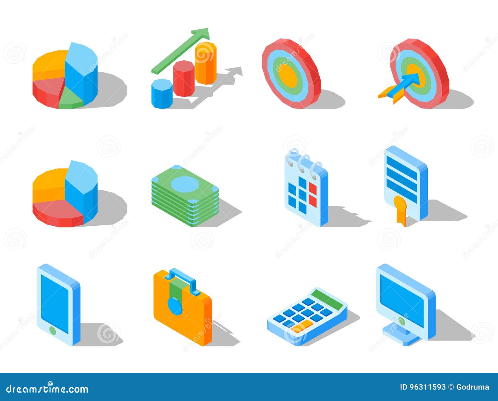 Business Elements for Web Design in Three Dimensional Vector ...