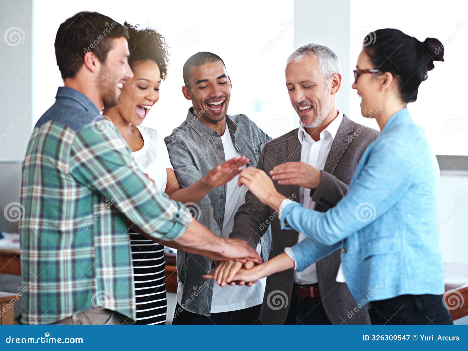 Business, Employees and Hands Stack in Office, Success Huddle and ...