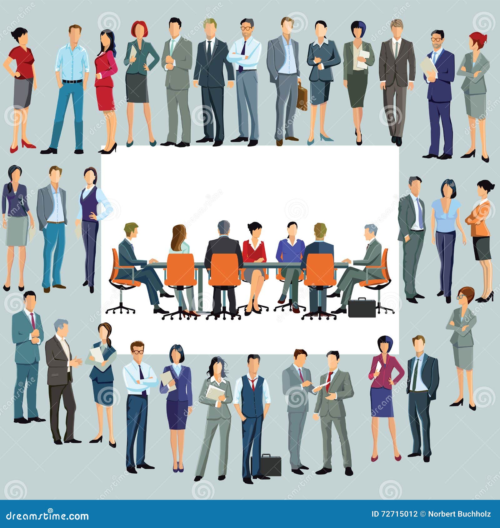 Business Employees Standing Around Conference Table Stock Vector ...