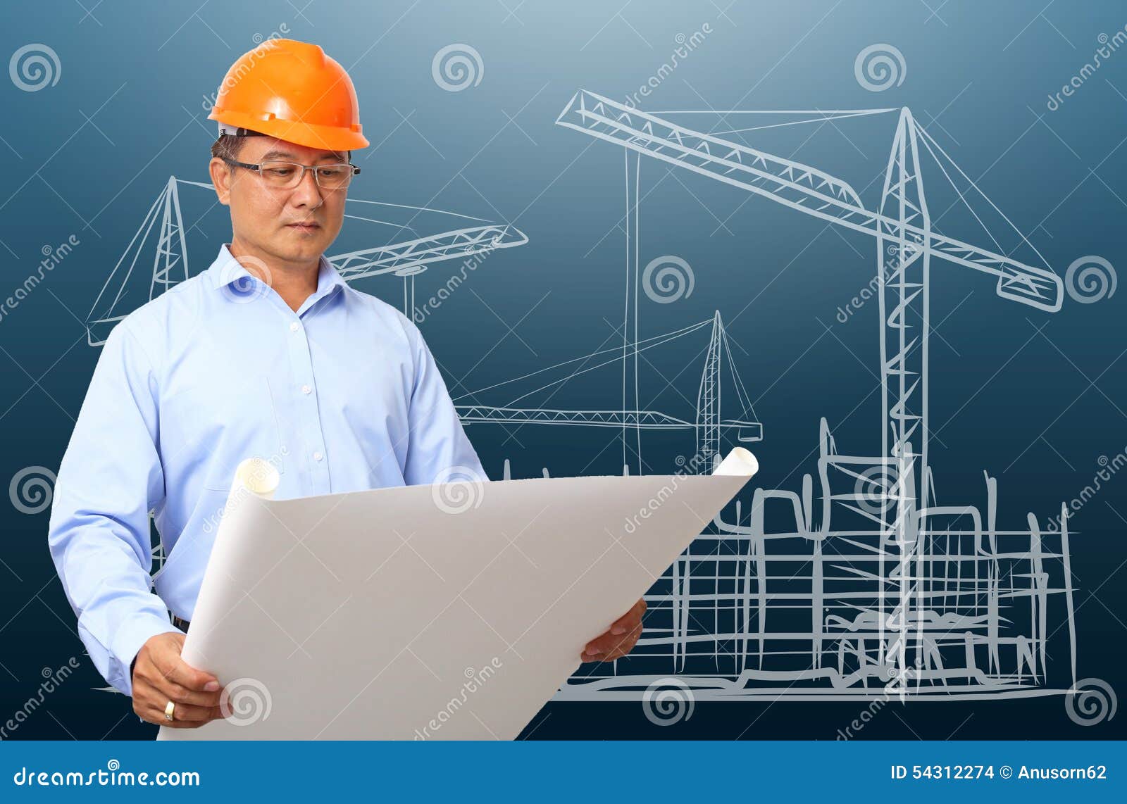 Business Engineer At Construction Site Stock Photo - Image of drawing ...