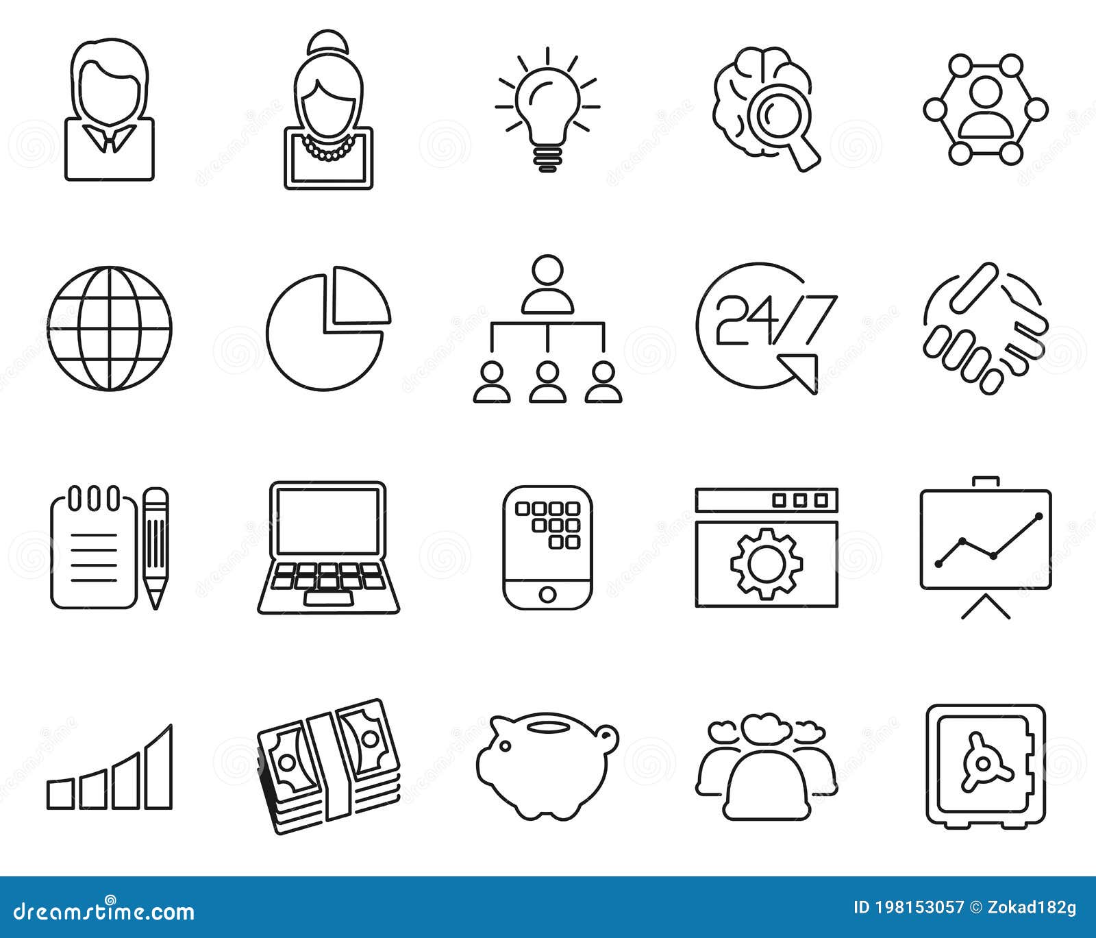 Business Enterprise Icons Thin Line Set Big Stock Vector - Illustration ...