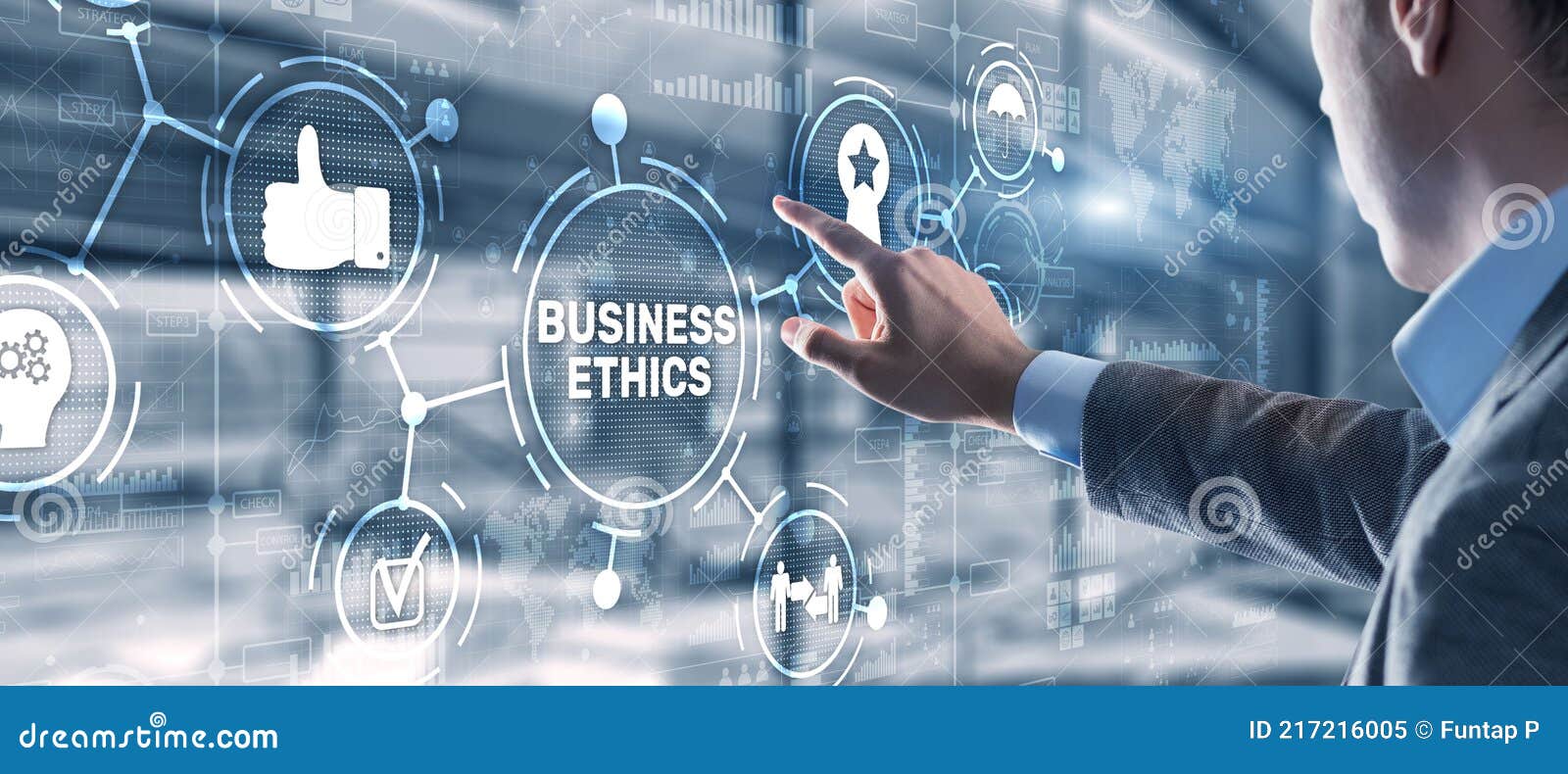Business Ethics Behavior and Manners Concept. Businessman Pressing ...