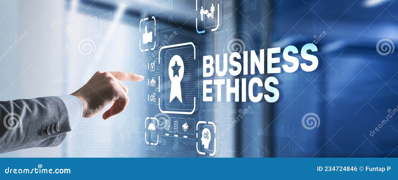 Business Ethics Behavior and Manners Concept. Businessman Pressing ...