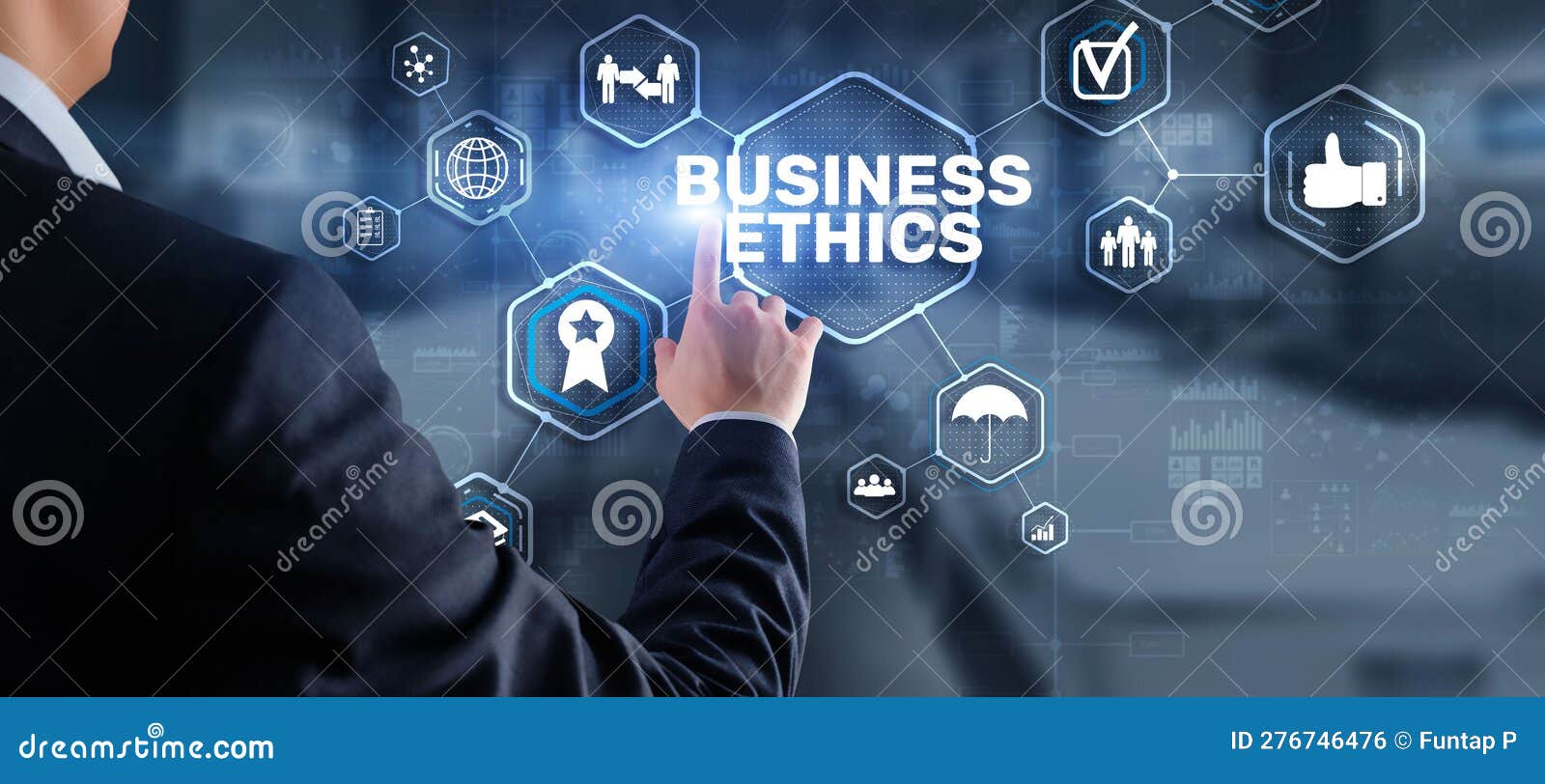 Business Ethics Behavior and Manners Concept. Businessman Pressing ...