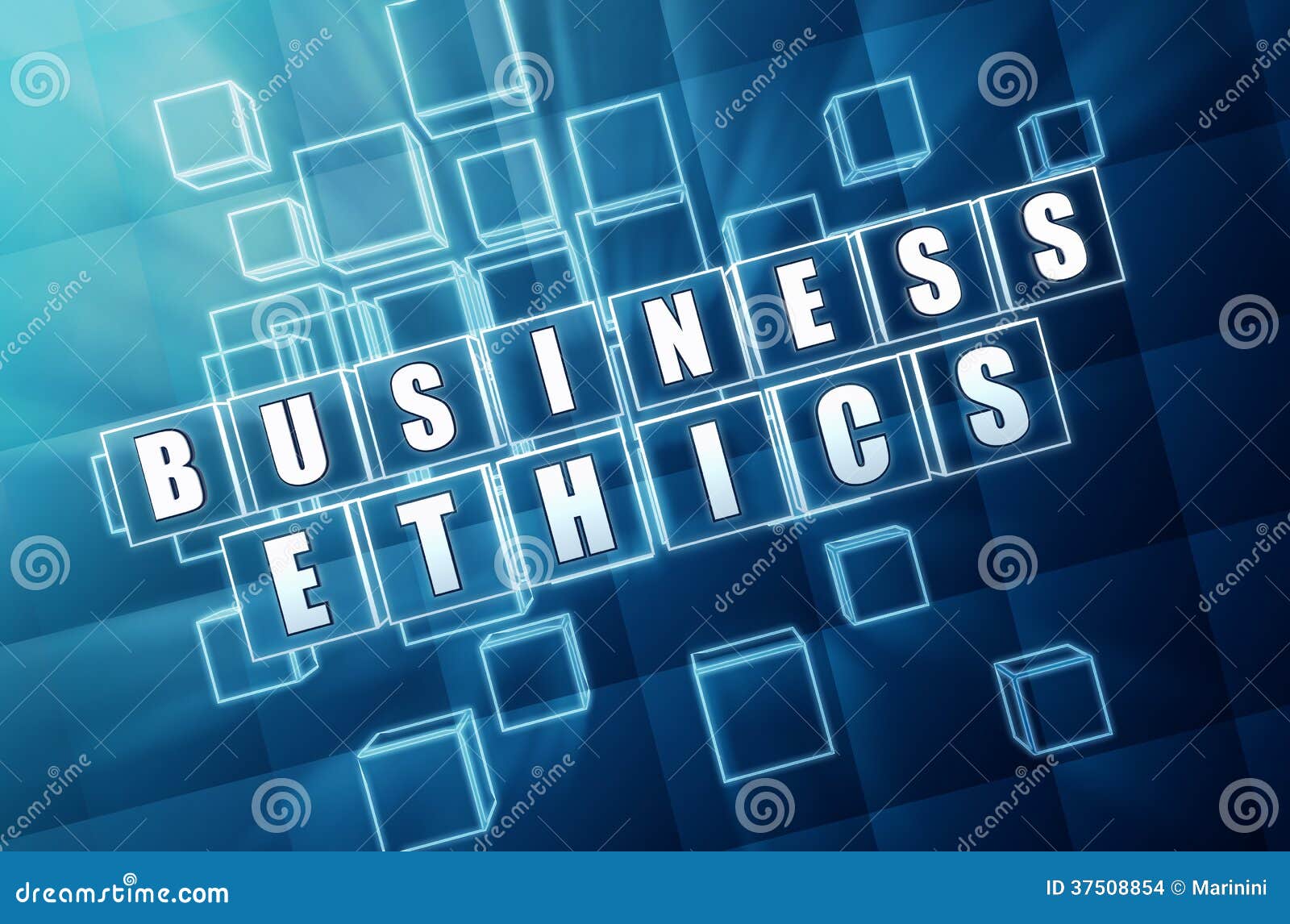 Business Ethics in Blue Glass Blocks Stock Photo - Image of code ...