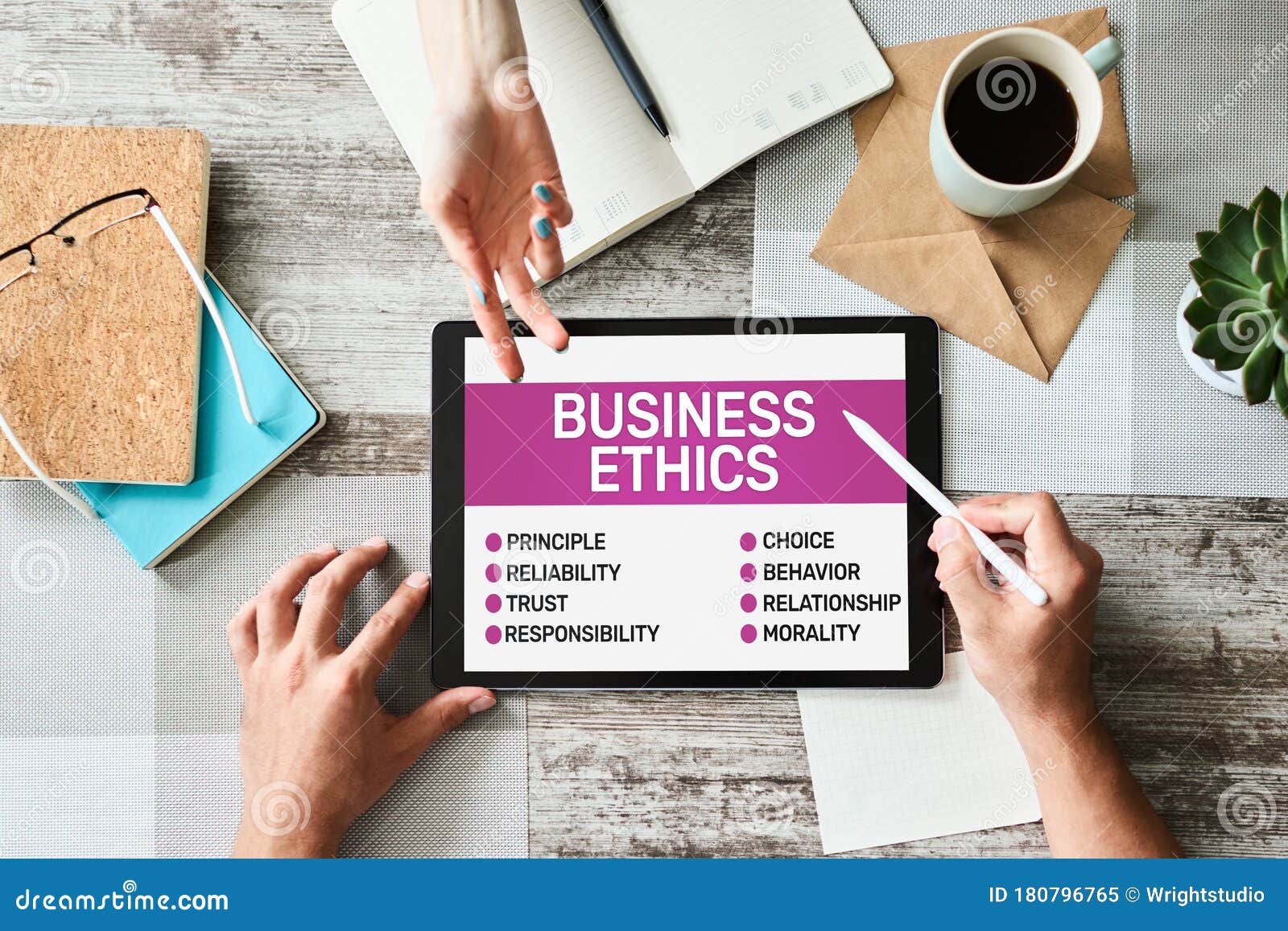 Business Ethics Concept on Device Screen. Business and Development ...